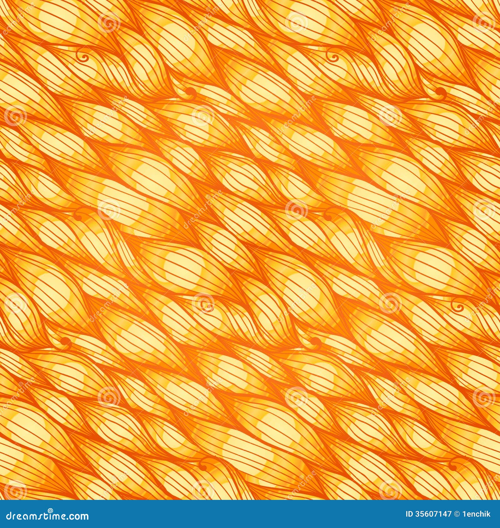 Orange Abstract Wavy Hair Seamless Pattern Stock Image - Image of ...