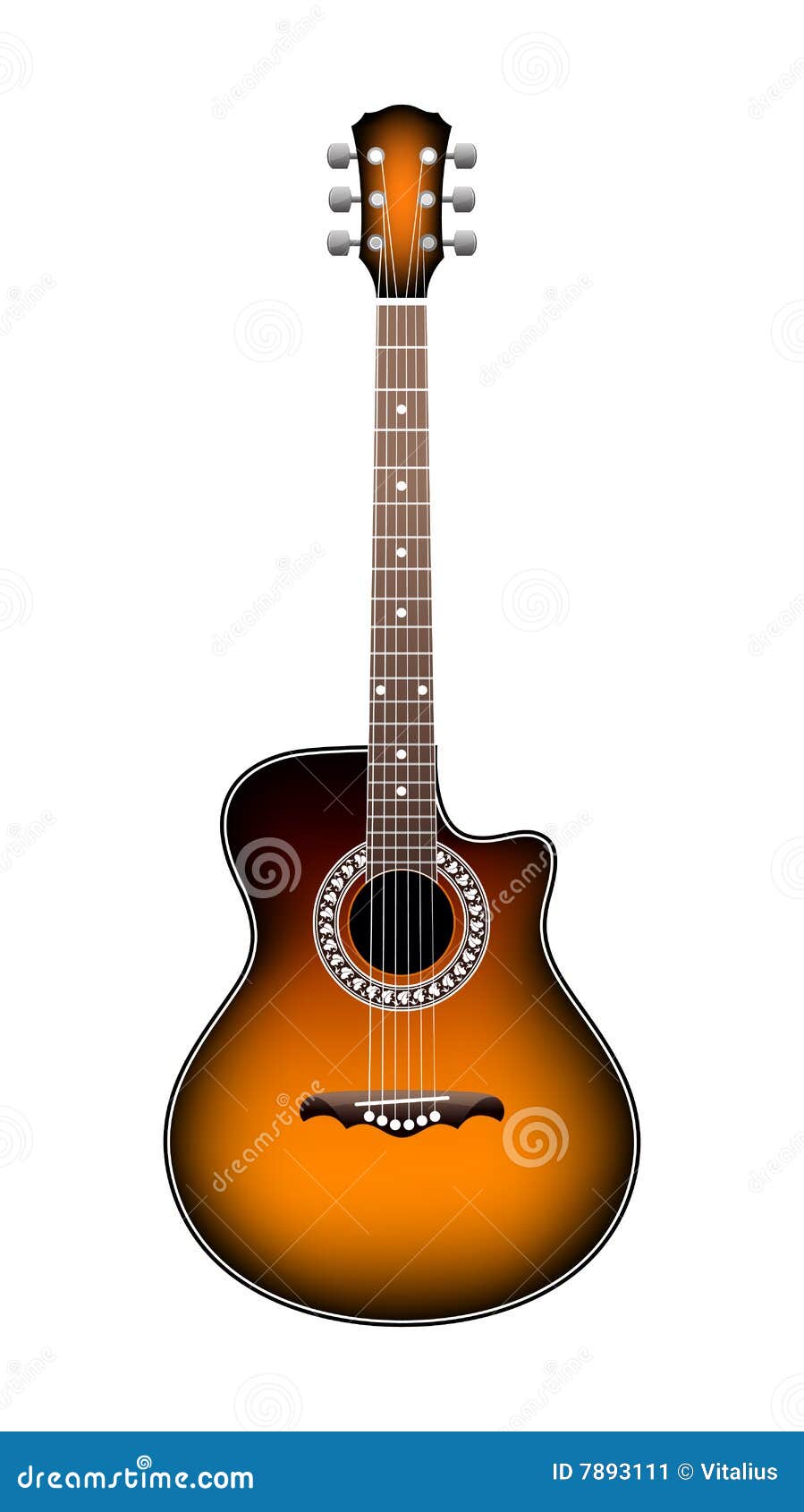 Acoustic Guitar Front View Without Shadow On White Background 3d Stock ...