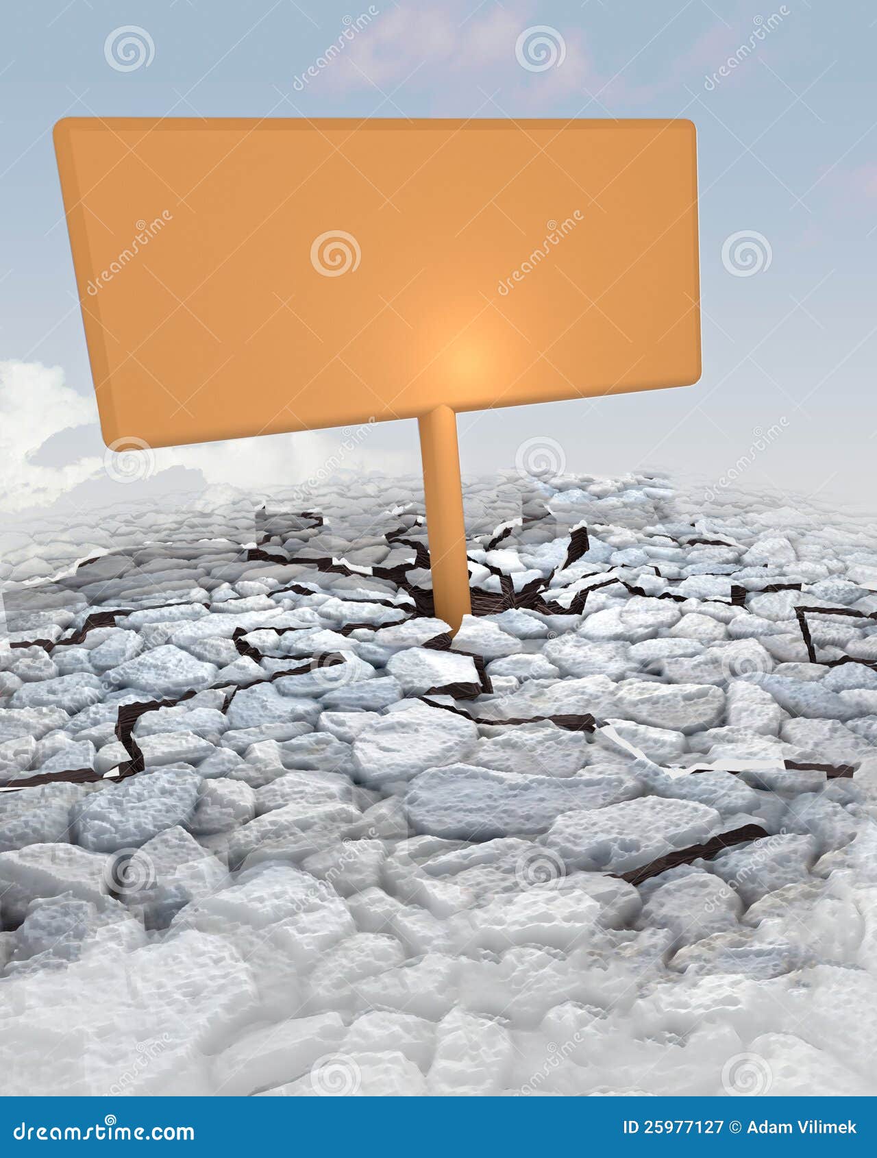 Orange Advertisement Board Stuck in Rocky Ground Stock Illustration ...