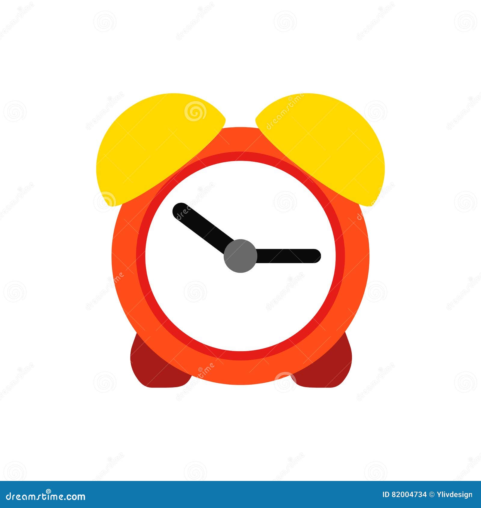 Orange Alarm Clock Icon, Flat Style Stock Vector - Illustration of ...