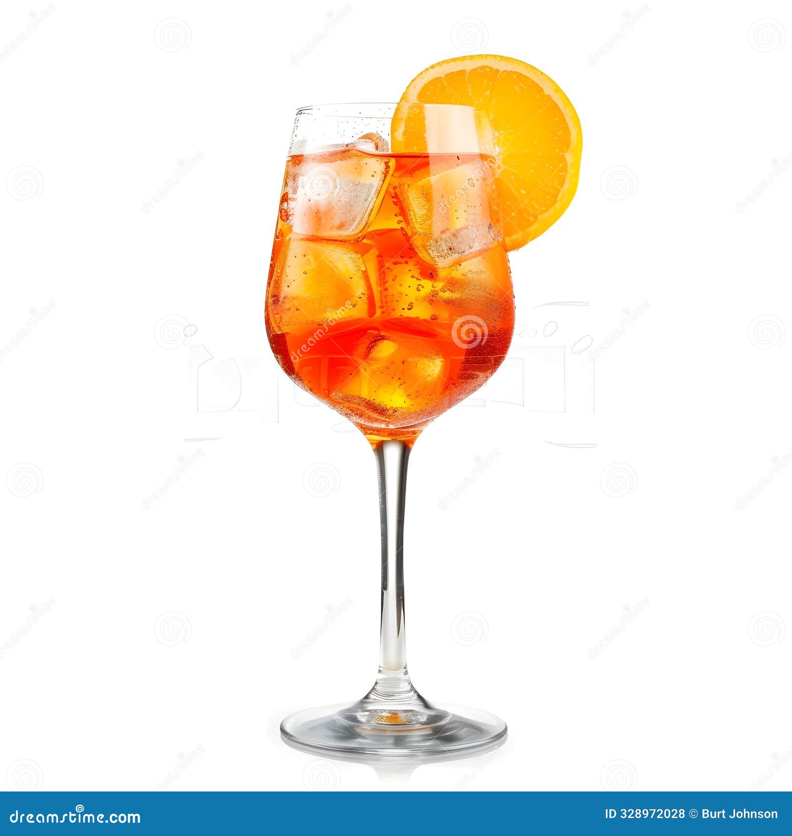 Orange Alcoholic Cocktail with Ice Cubes and Orange Slice Stock Photo ...