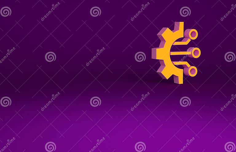 Orange Algorithm Icon Isolated on Purple Background. Algorithm Symbol ...
