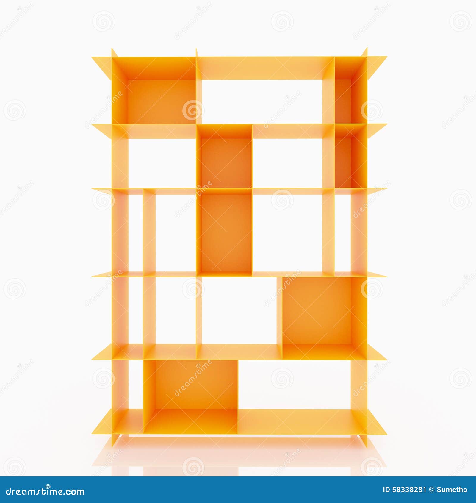 Orange aluminium shelves stock illustration. Illustration of bookshelf ...