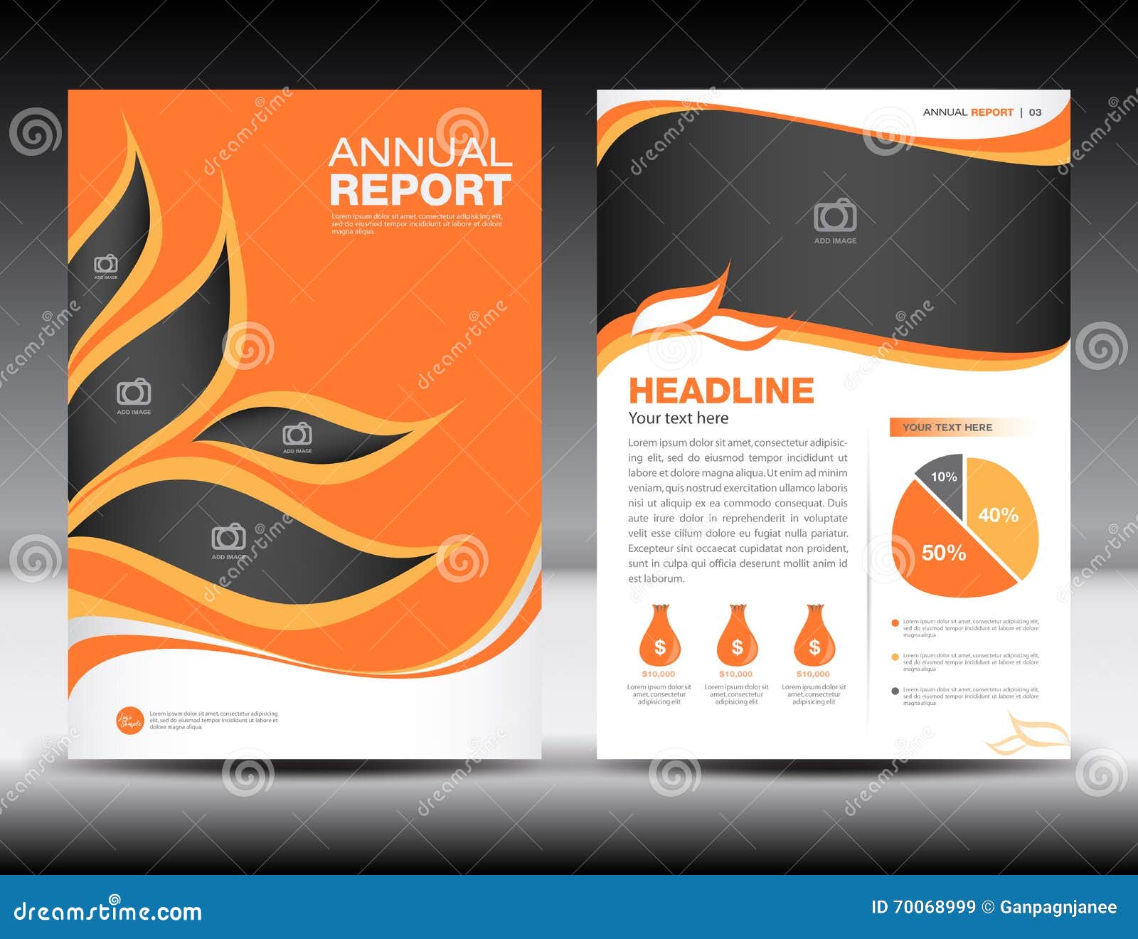 Orange Annual Report Template,cover Design,brochure Fl Yer,info Stock ...