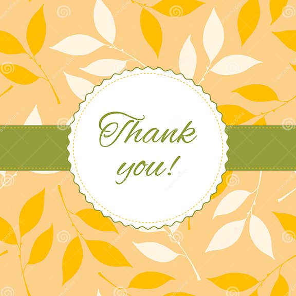 Orange Appreciation Card with a Leaf Pattern. Thank You Card Stock ...