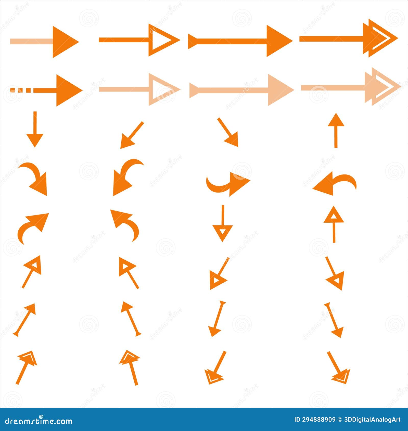 Orange and Apricot Arrows - White Background Isolated Stock ...