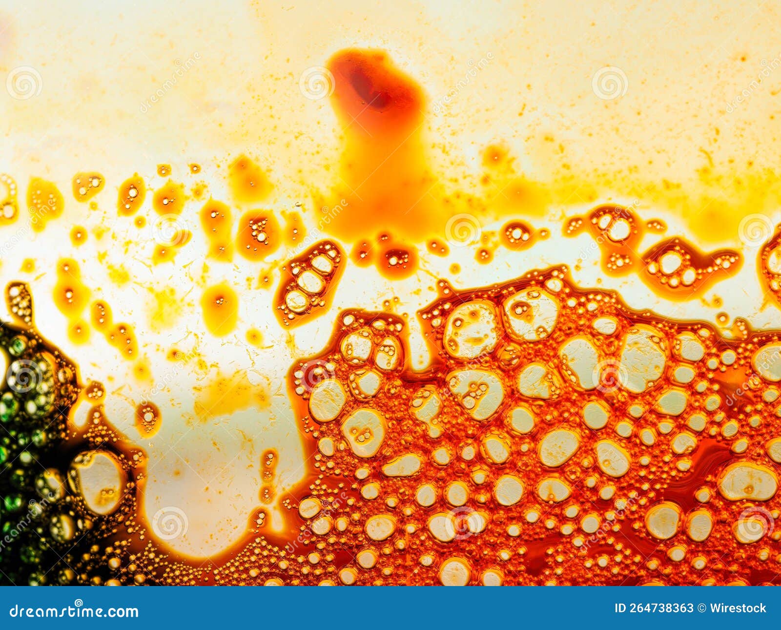 Orange Aqueous Abstract Splattered Liquid Textures with Bubbles Stock ...