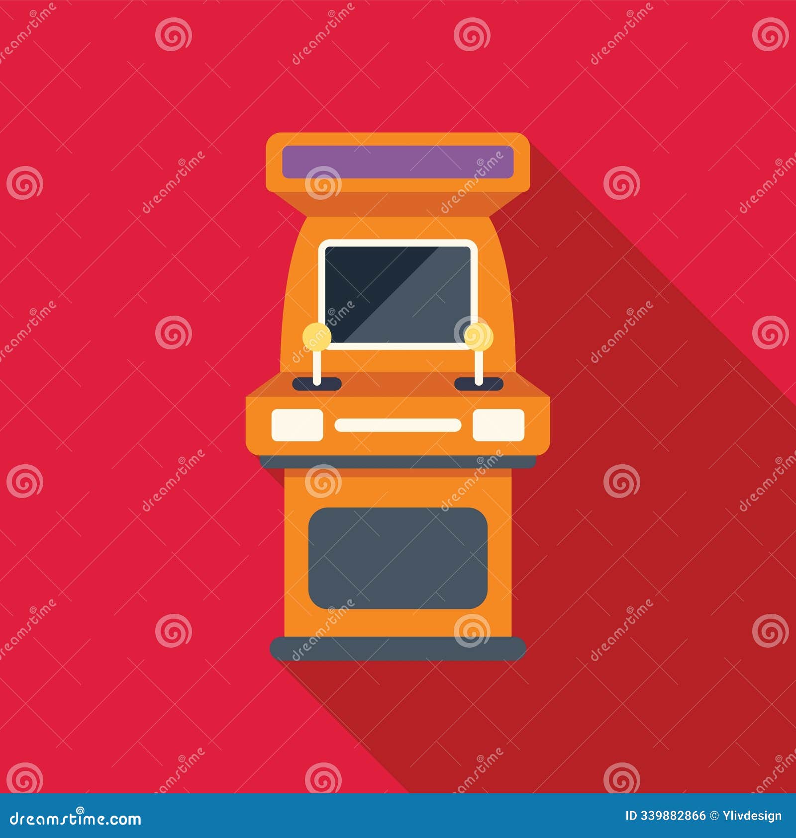 Orange Arcade Game Console Standing on Red Background Stock ...