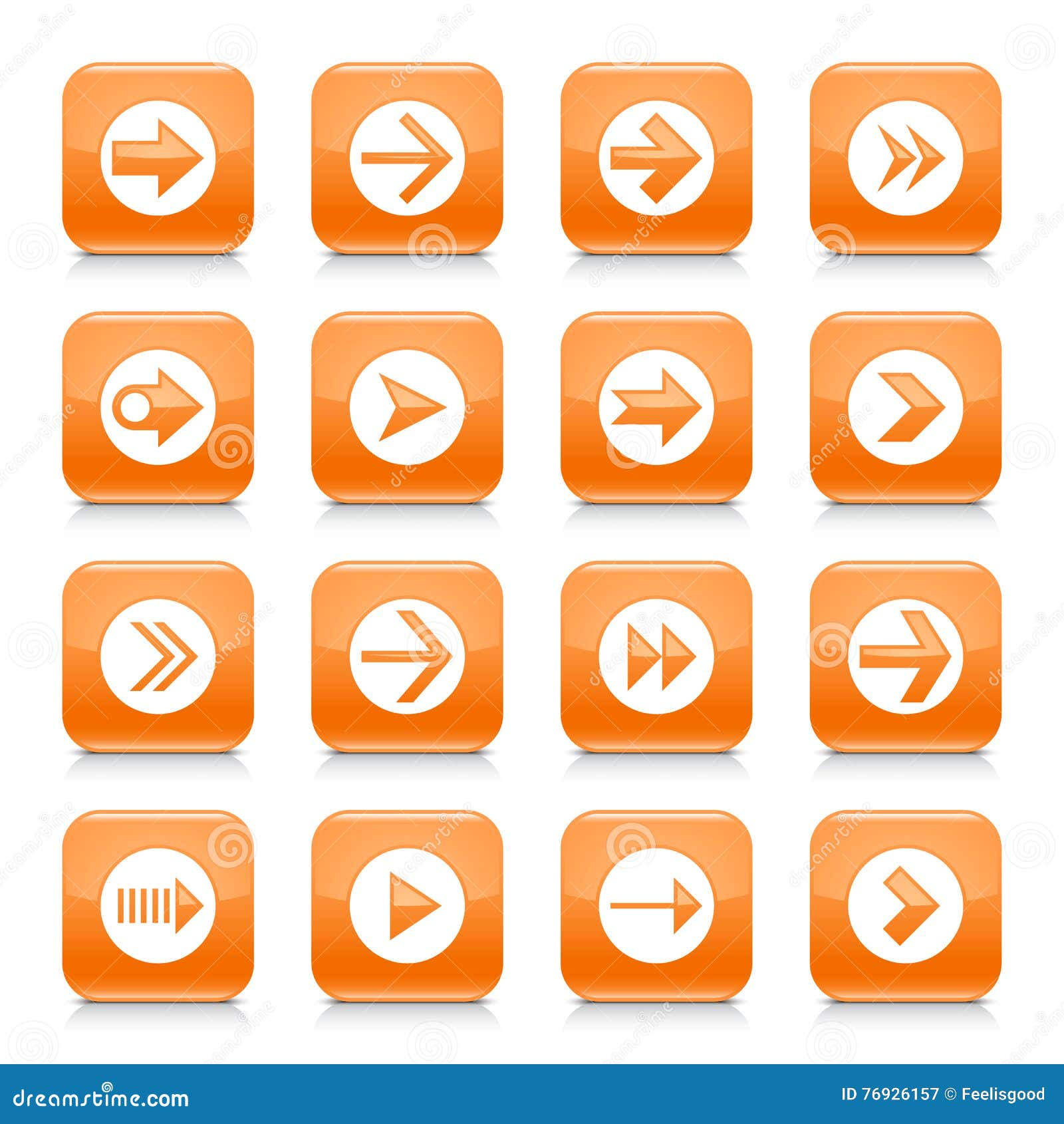 Orange Arrow Sign Rounded Square Icon Web Button Stock Vector ...