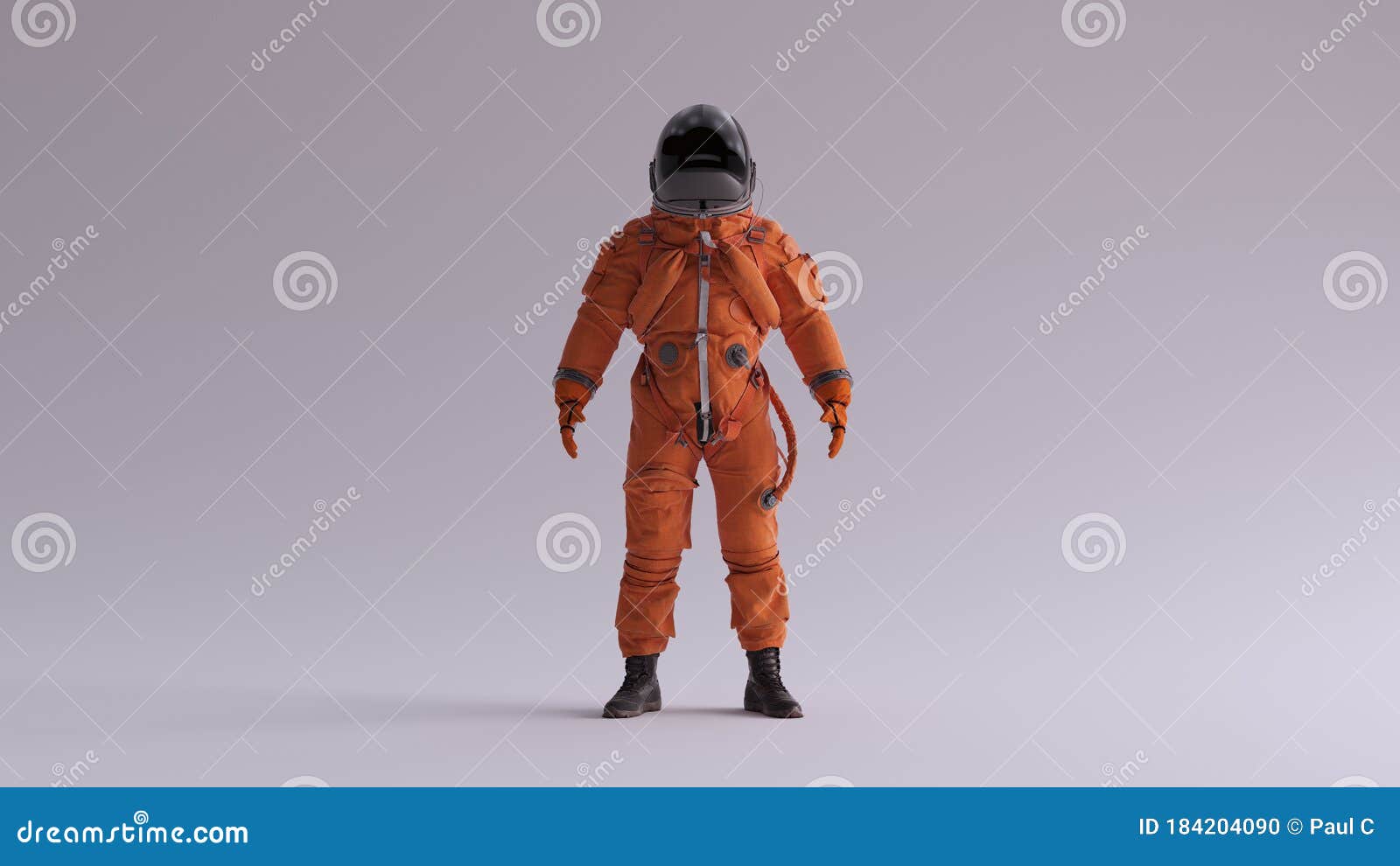 Orange Astronaut with Black Visor with Light Grey Background with ...