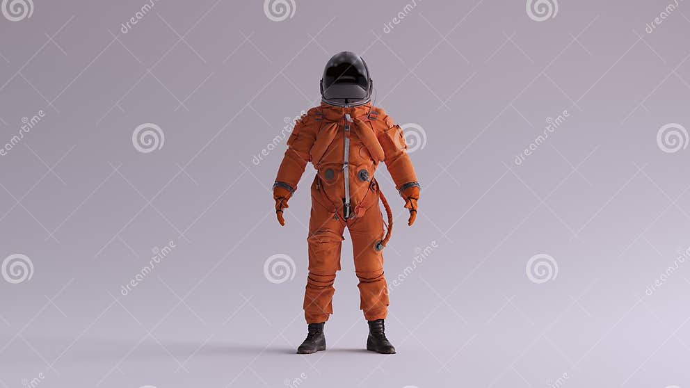 Orange Astronaut with Black Visor with Light Grey Background with ...