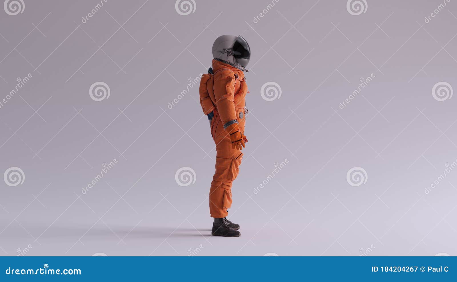 Orange Astronaut with Black Visor with Light Grey Background with ...