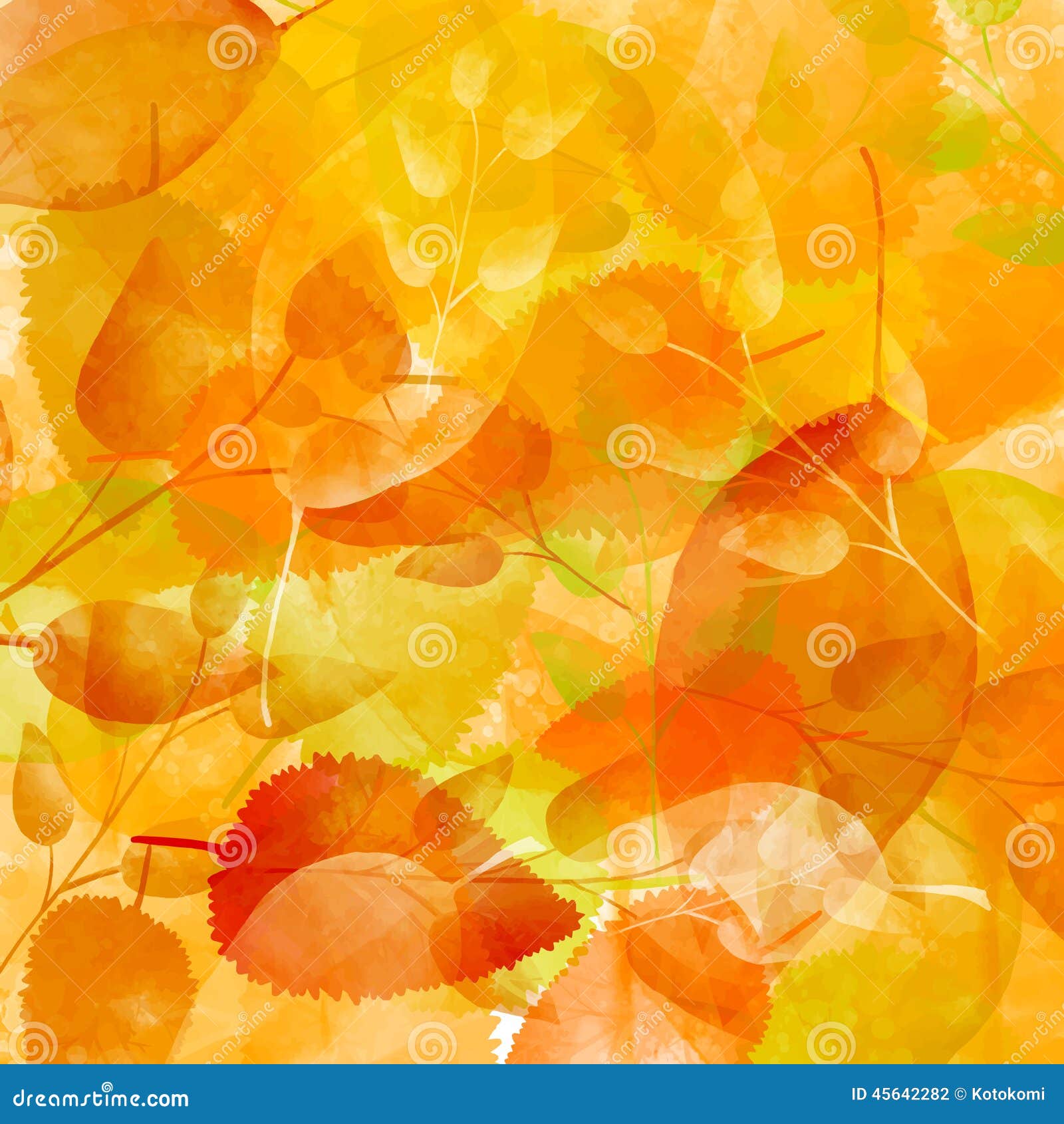 Orange Autumn Background with Leaves Pattern Stock Vector ...