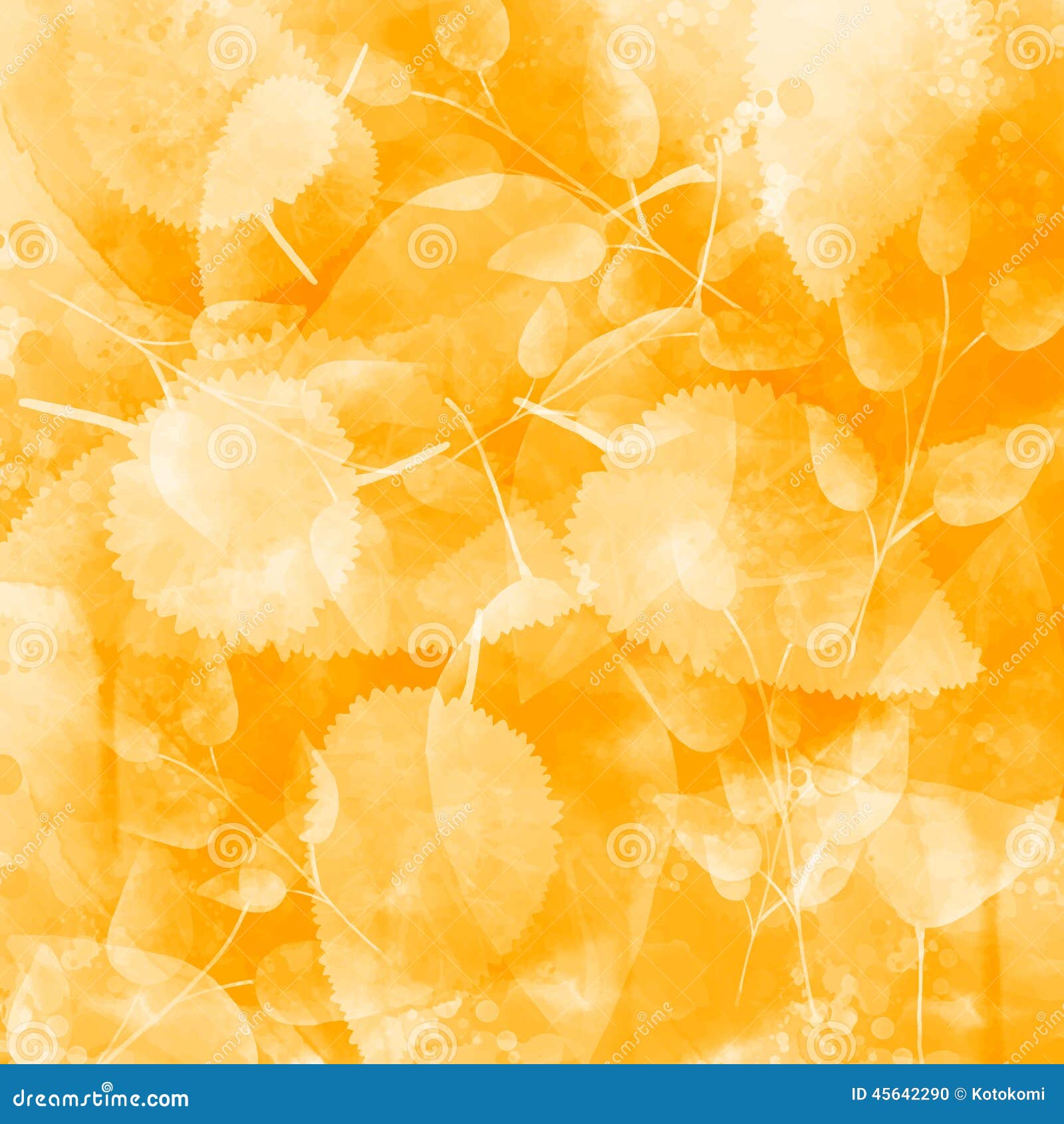 Orange Autumn Background with Leaves Pattern Stock Vector ...