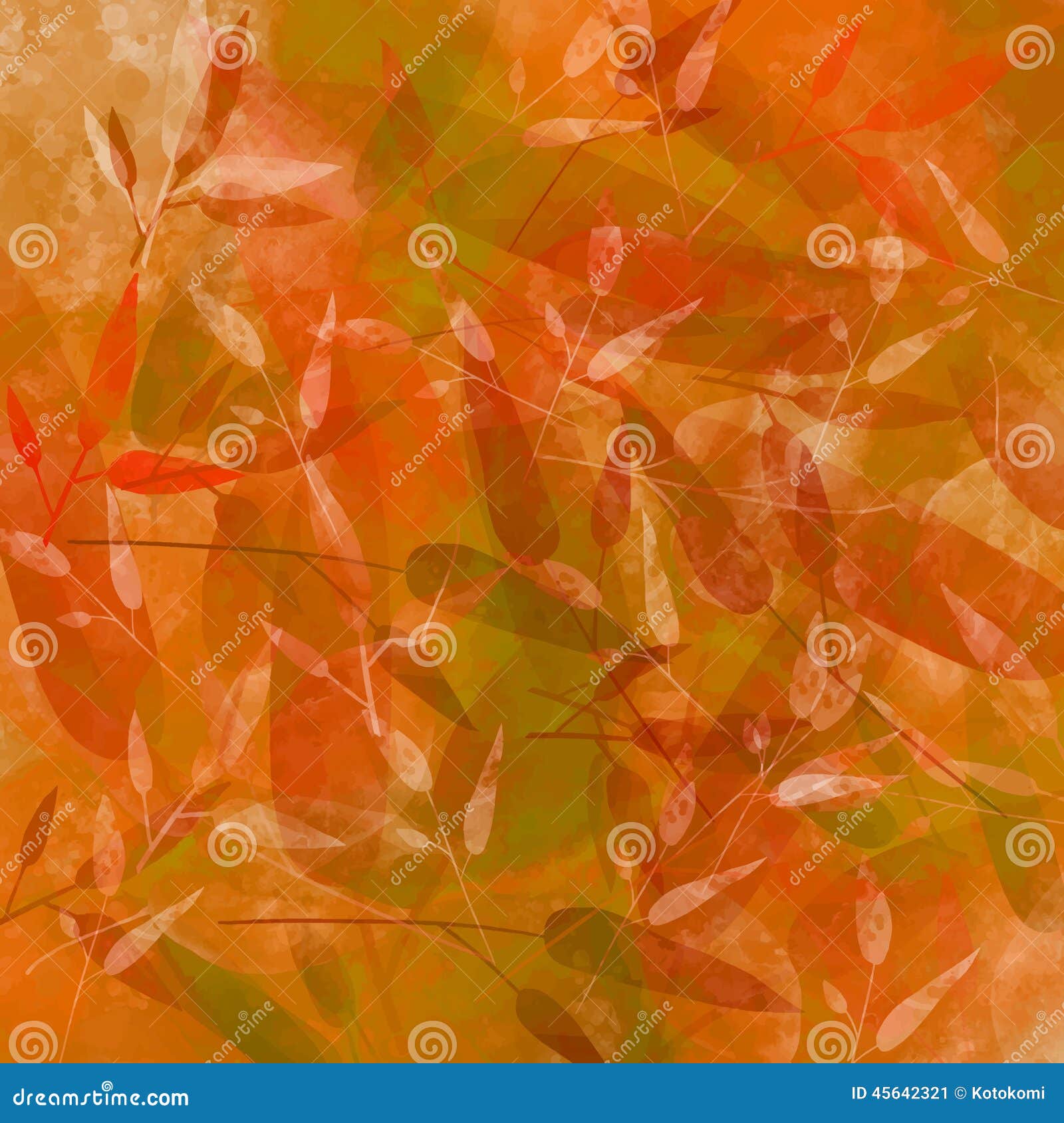 Orange Autumn Background with Leaves Pattern Stock Vector ...