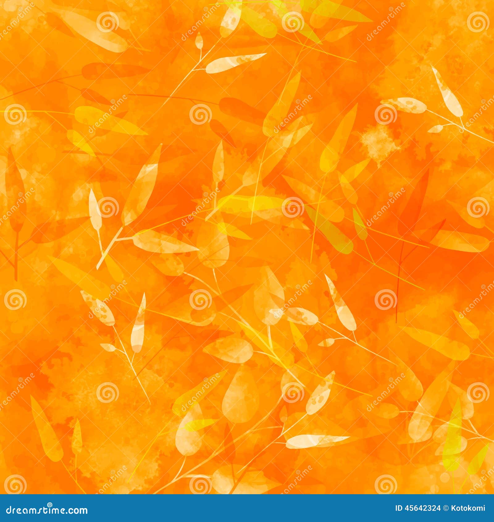 Orange Autumn Background with Leaves Pattern Stock Vector ...