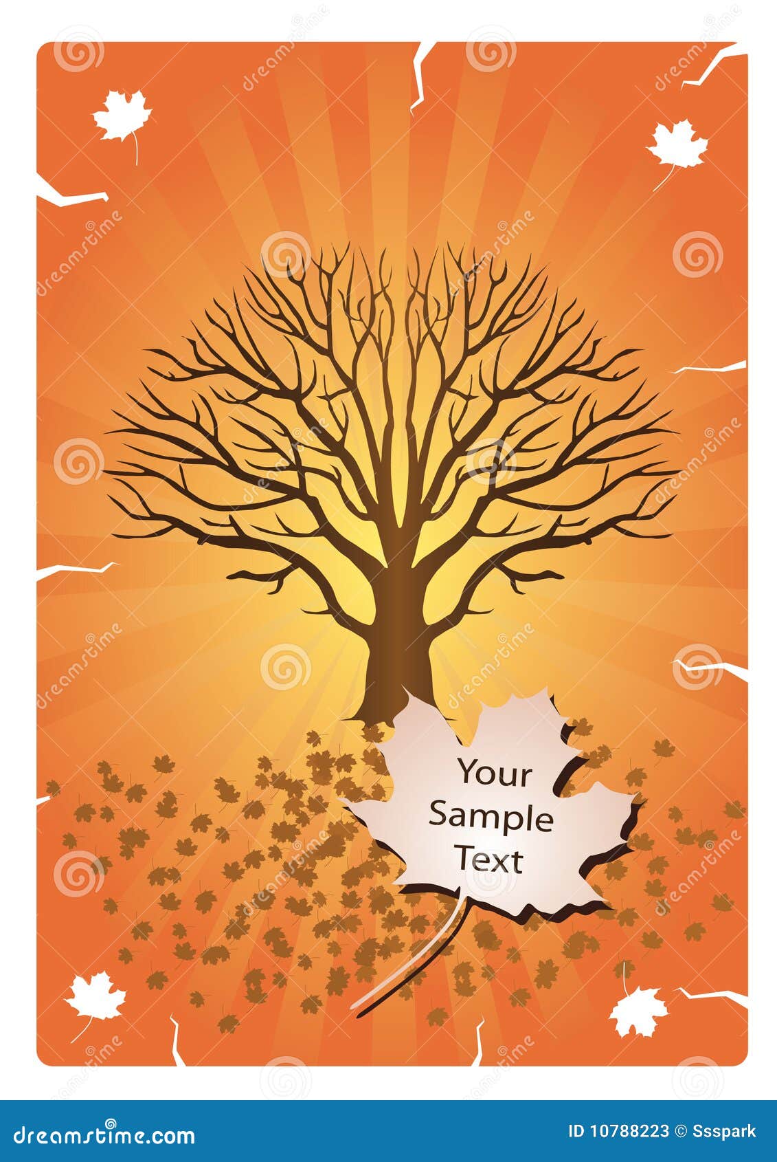 Orange Autumn Tree Design stock vector. Illustration of season - 10788223
