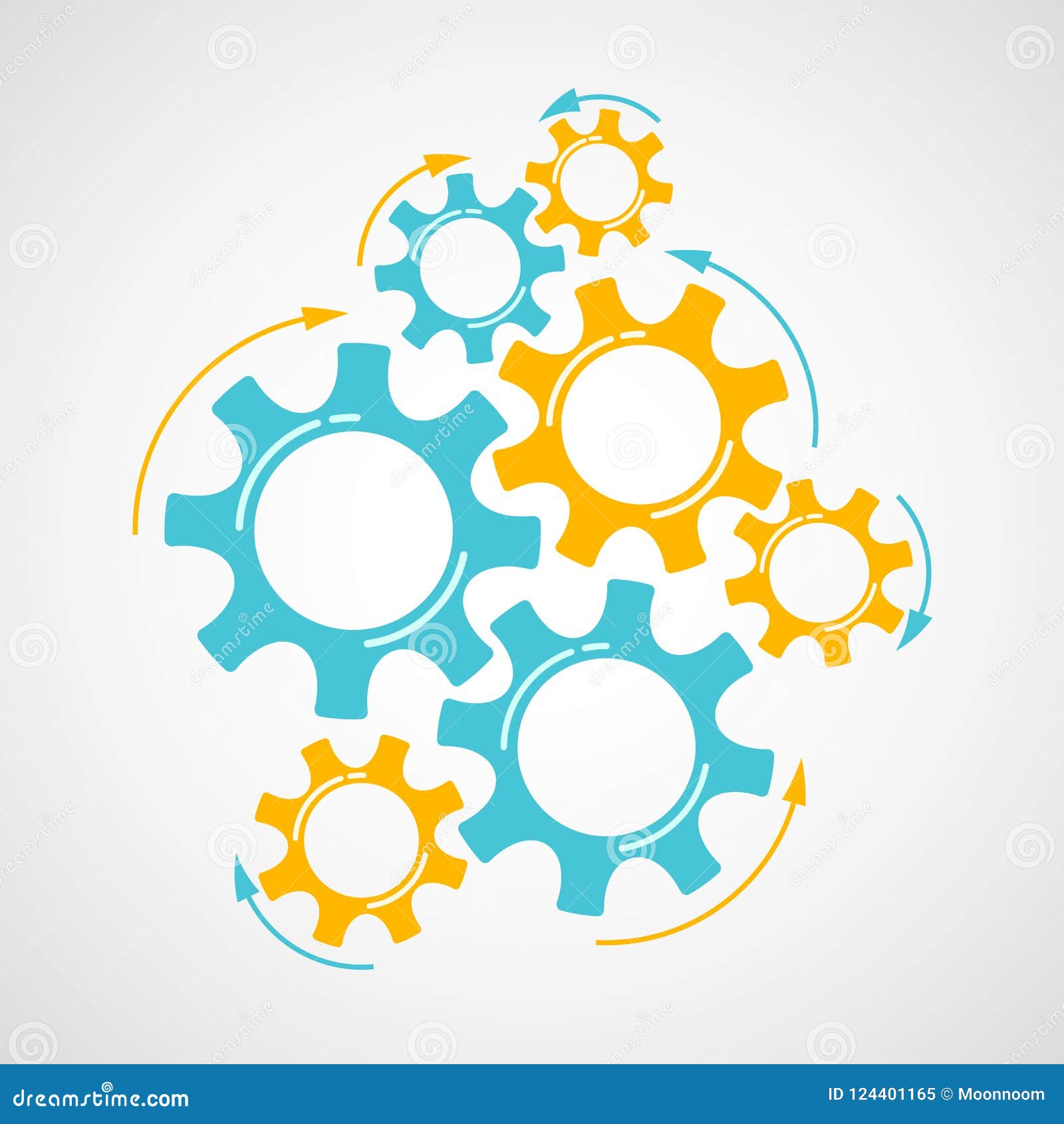 Orange and Azure Cog and Gear Cooperation Concept Stock Vector ...