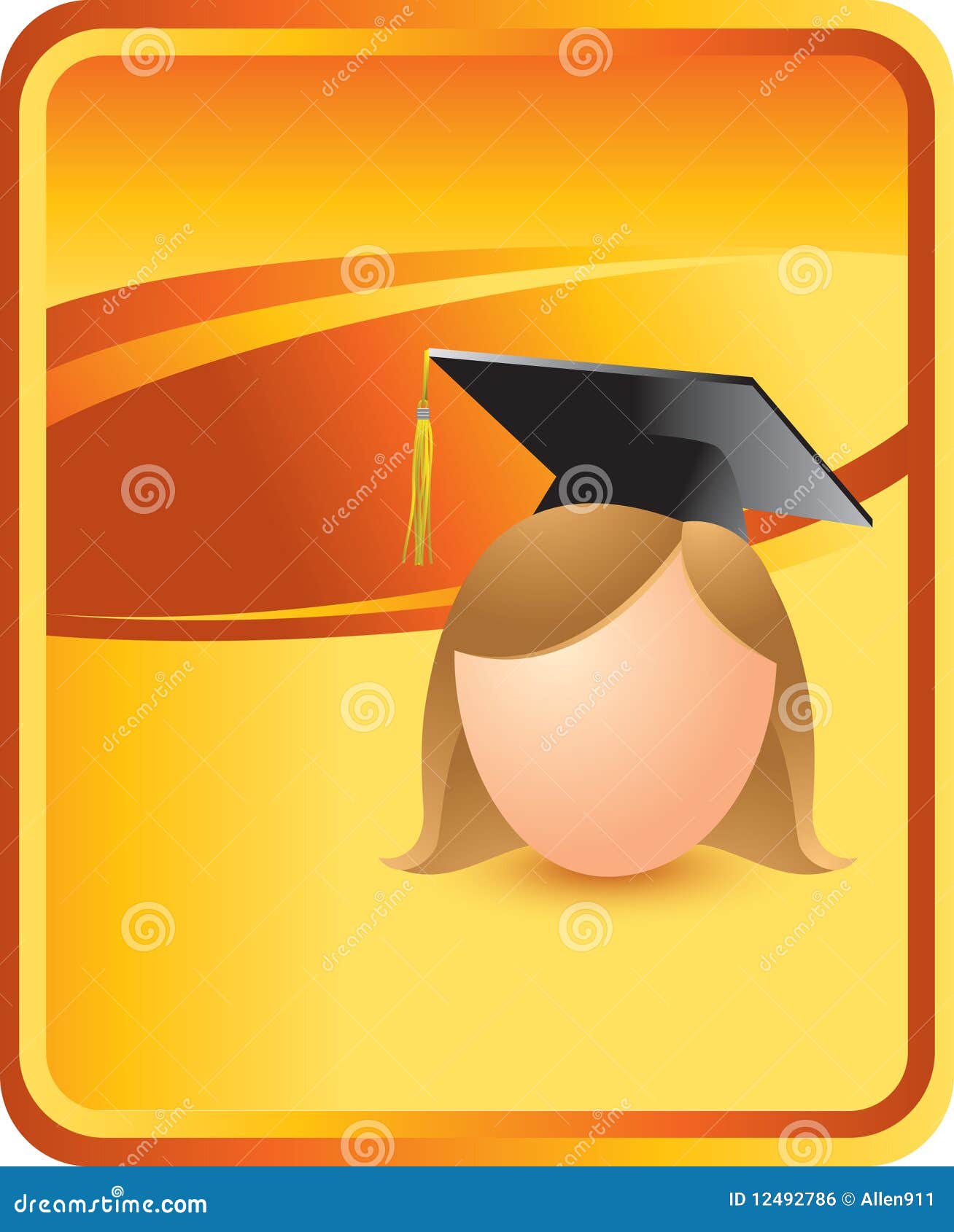 Orange Backdrop Female Graduate Stock Vector - Illustration of ...