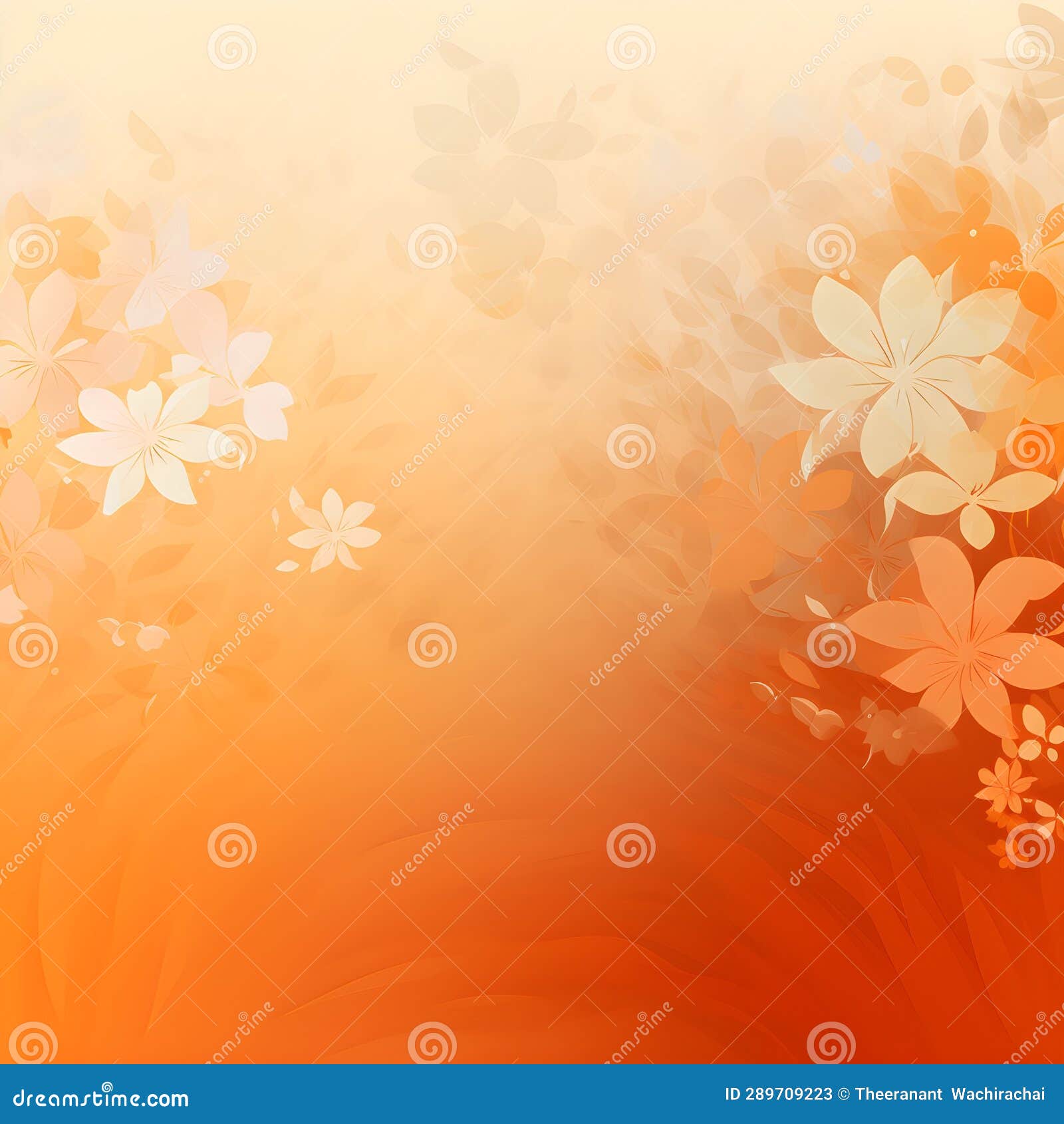 Orange Background with Faded Flowers Stock Illustration - Illustration ...