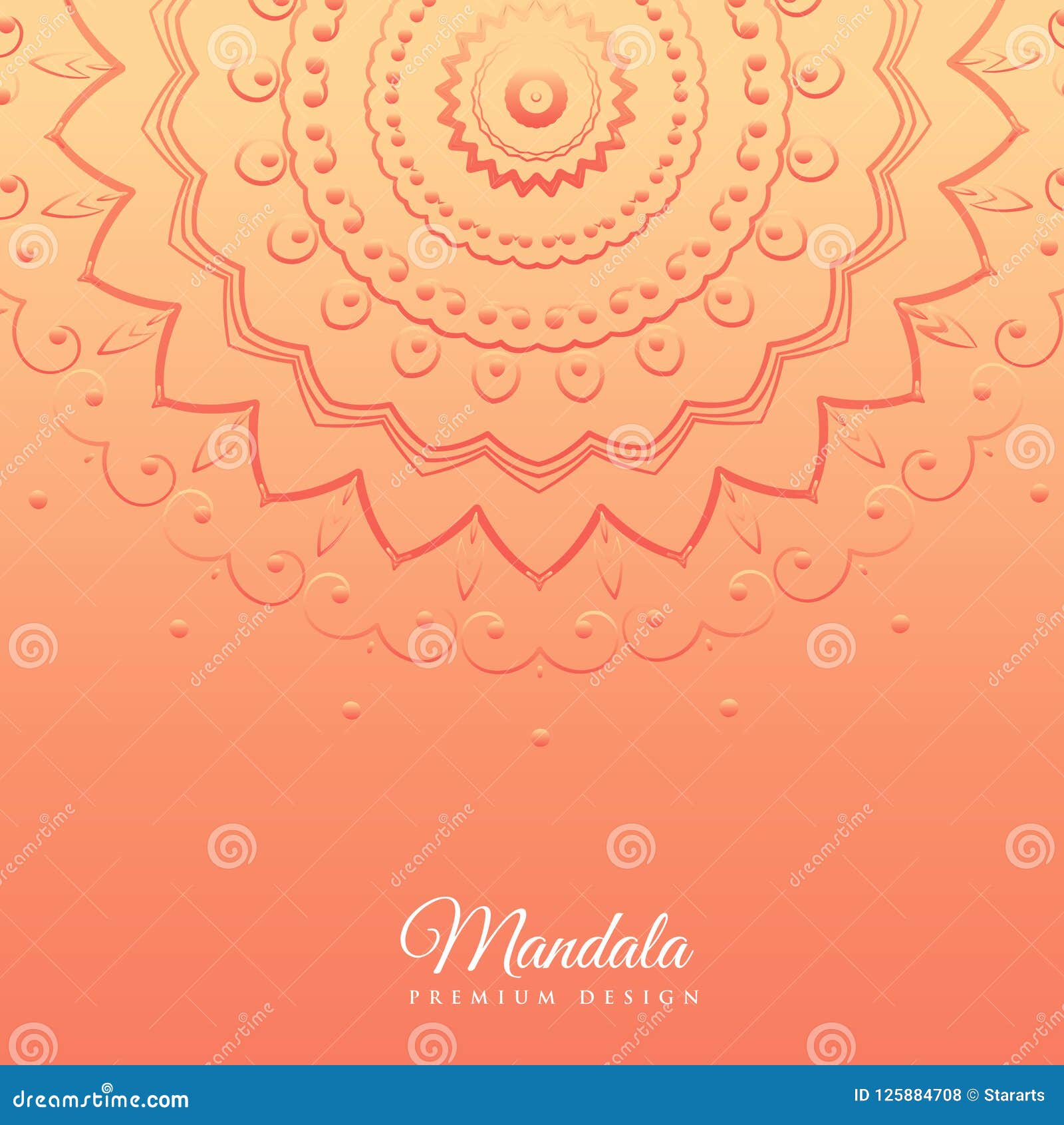 Orange Background with Mandala Design Stock Vector - Illustration of ...