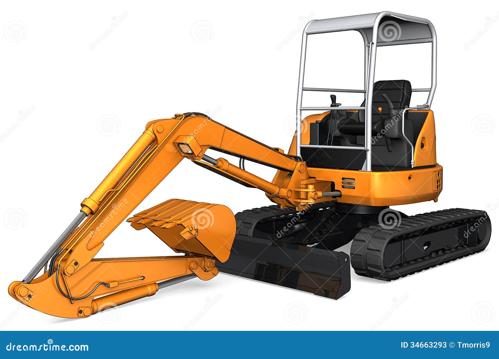 Orange Backhoe stock illustration. Illustration of trenches - 34663293