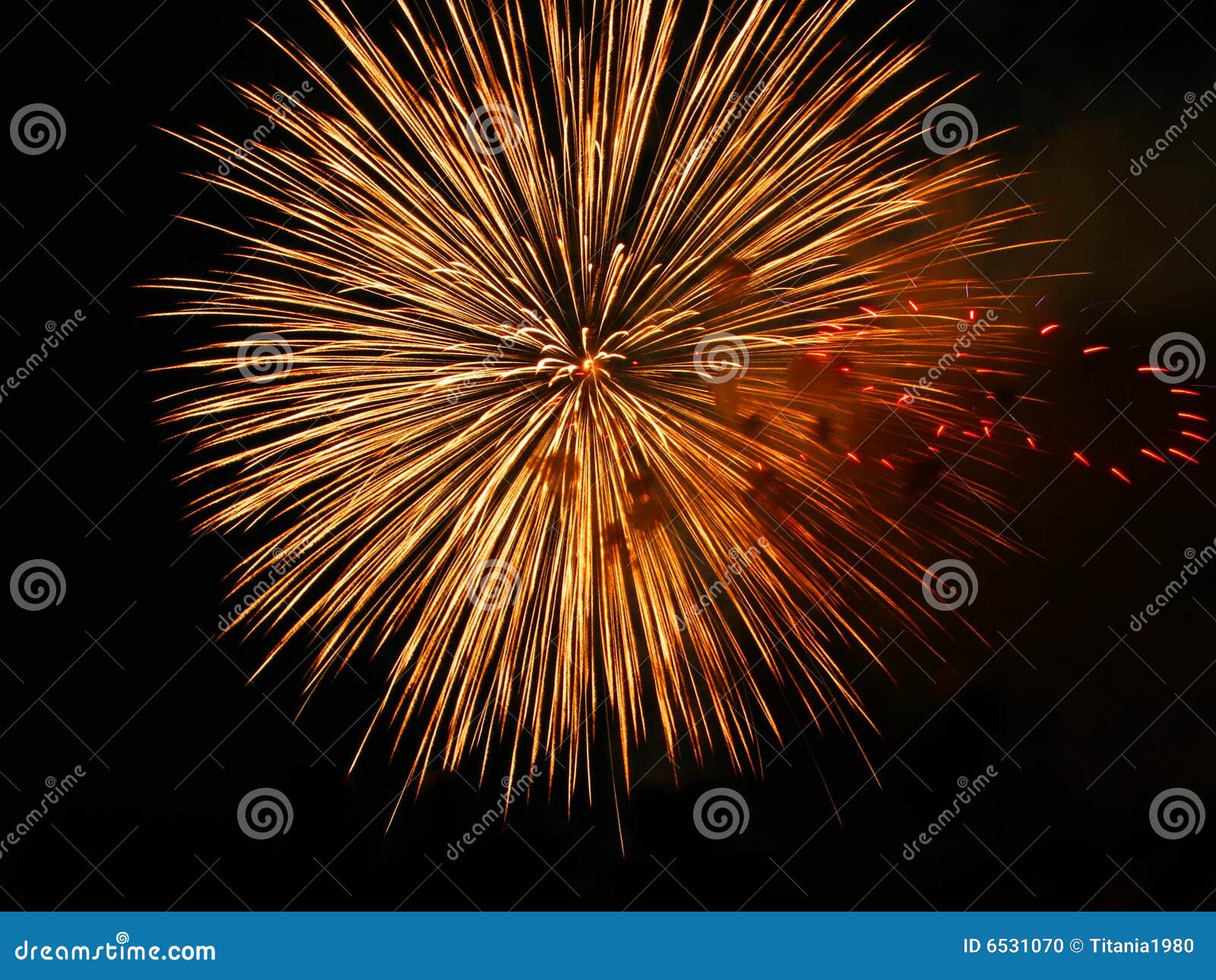 Orange Ball Fireworks Display Stock Photo - Image of orange, july: 6531070