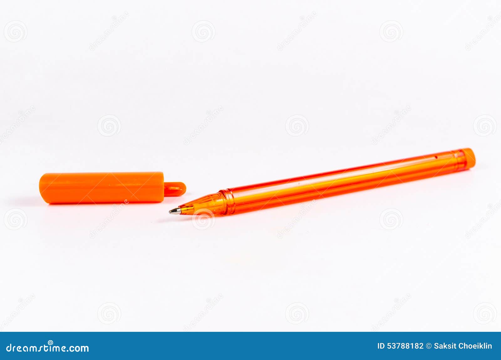Orange Ballpoint Pen Isolated On White Background. Blank Template Of ...