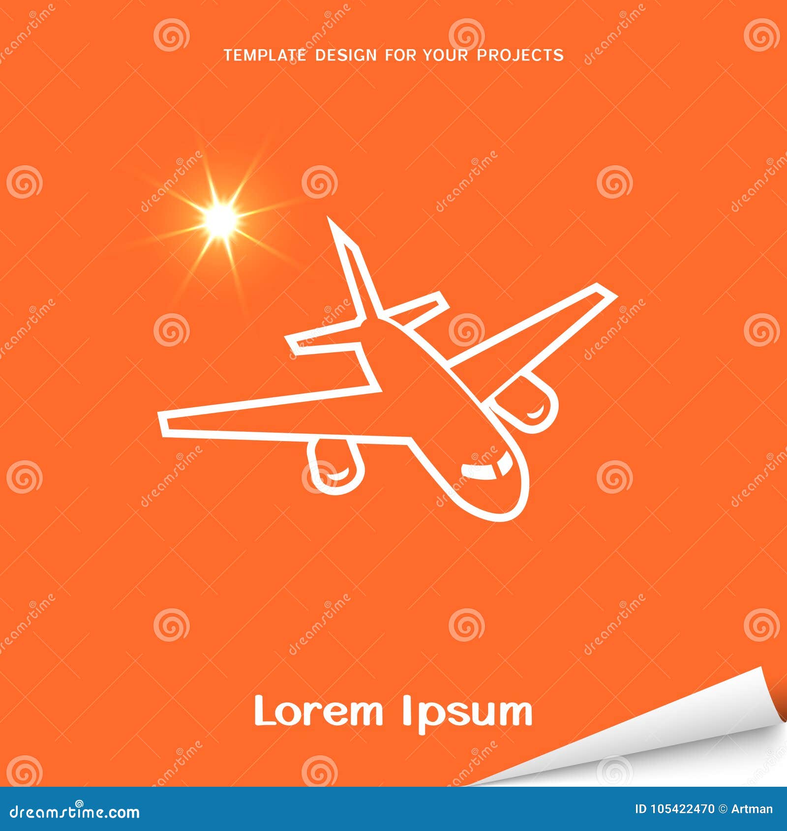 Orange Banner with Airplane Icon Stock Vector - Illustration of ...