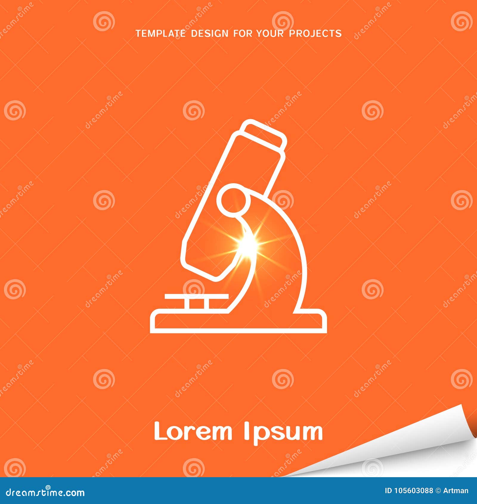 Orange Banner with Microscope Icon Stock Vector - Illustration of flare ...