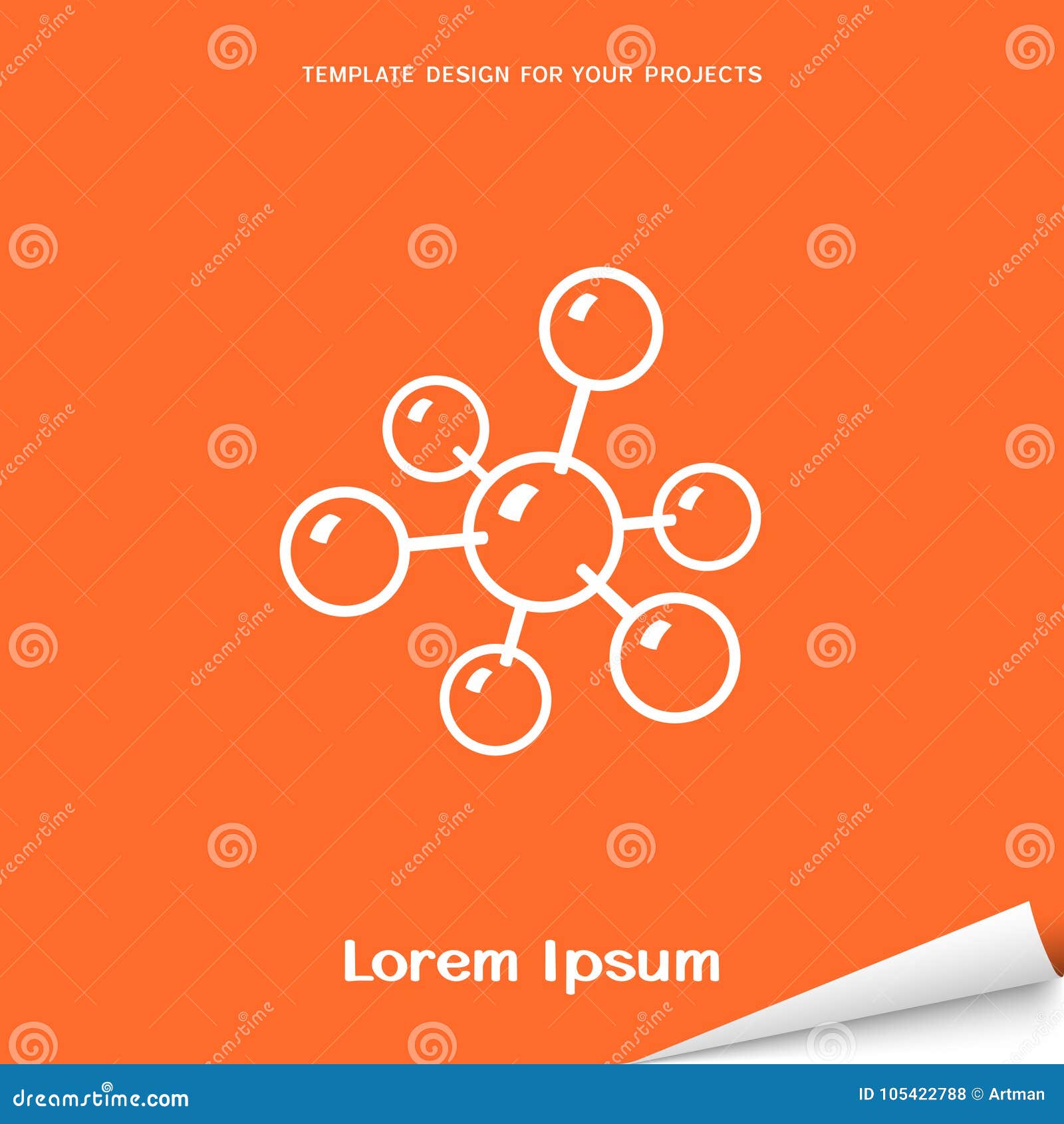 Orange Banner with Molecular Model Icon Stock Vector - Illustration of ...
