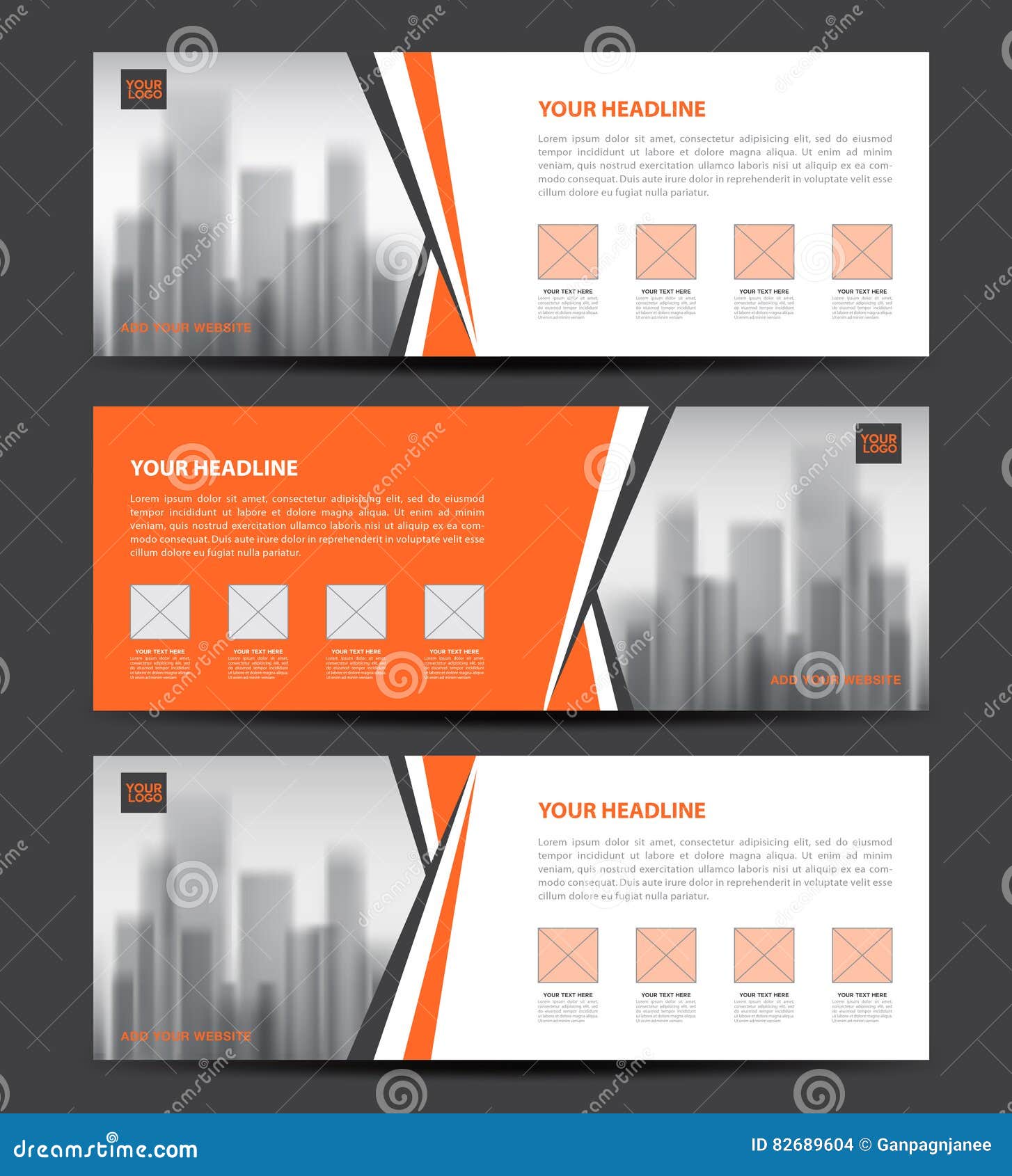 Orange Banner Template Vector, Horizontal Header, Advertising Stock ...