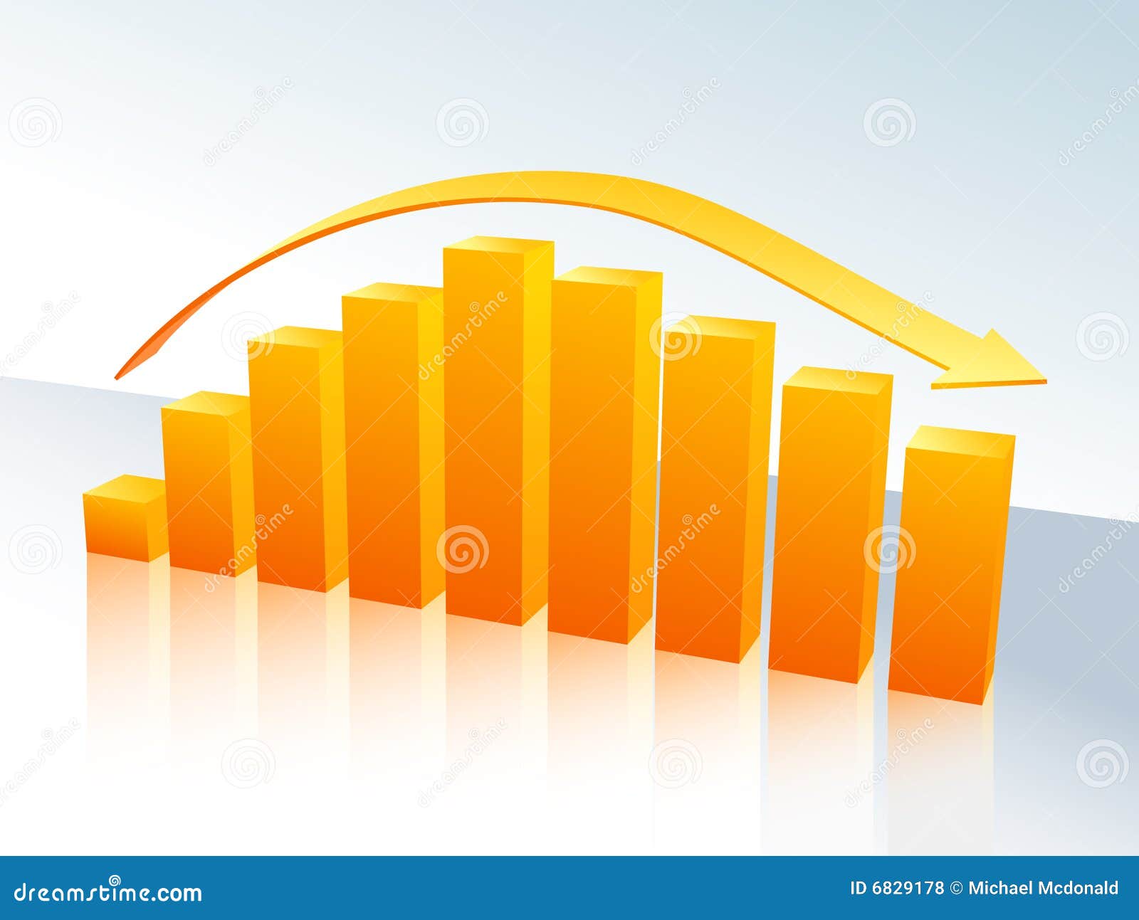 Orange Bar Graph with Arrow Stock Vector - Illustration of recession ...