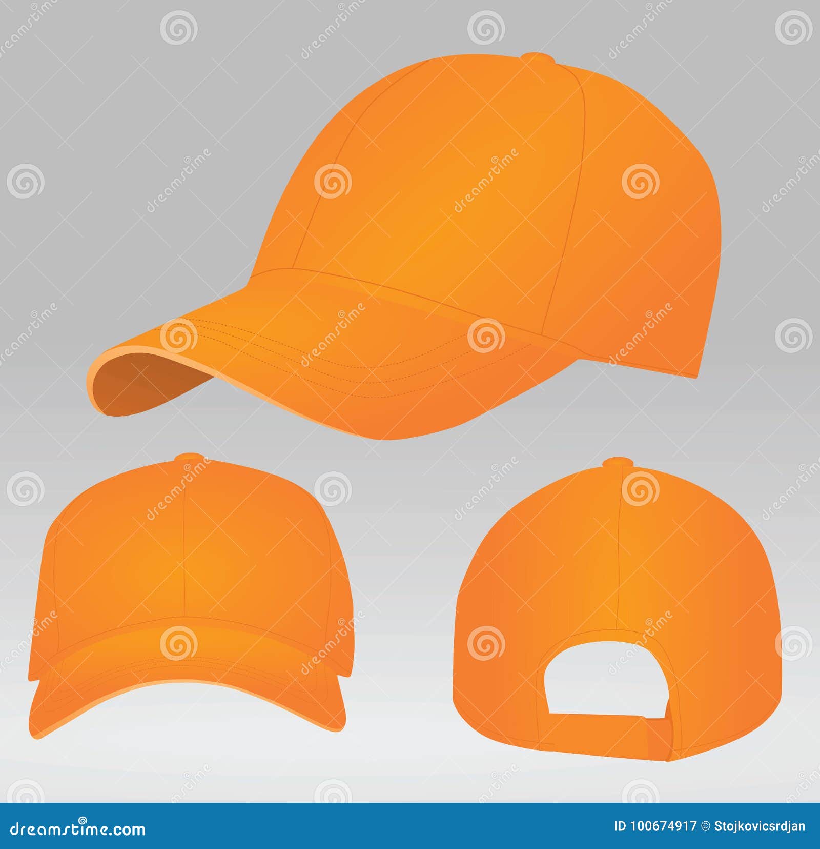 Orange baseball cap stock vector. Illustration of orange - 100674917