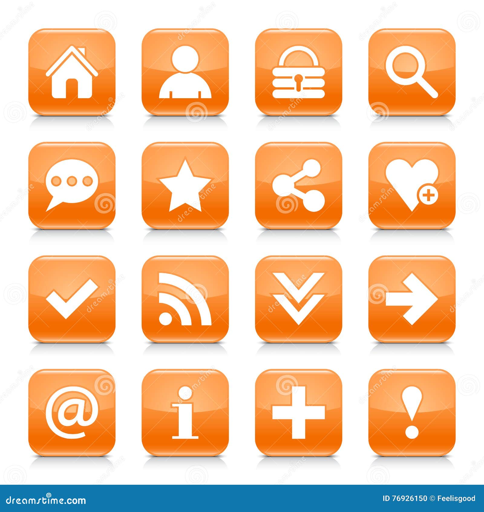 Orange Basic Sign Rounded Square Icon Web Button Stock Vector ...