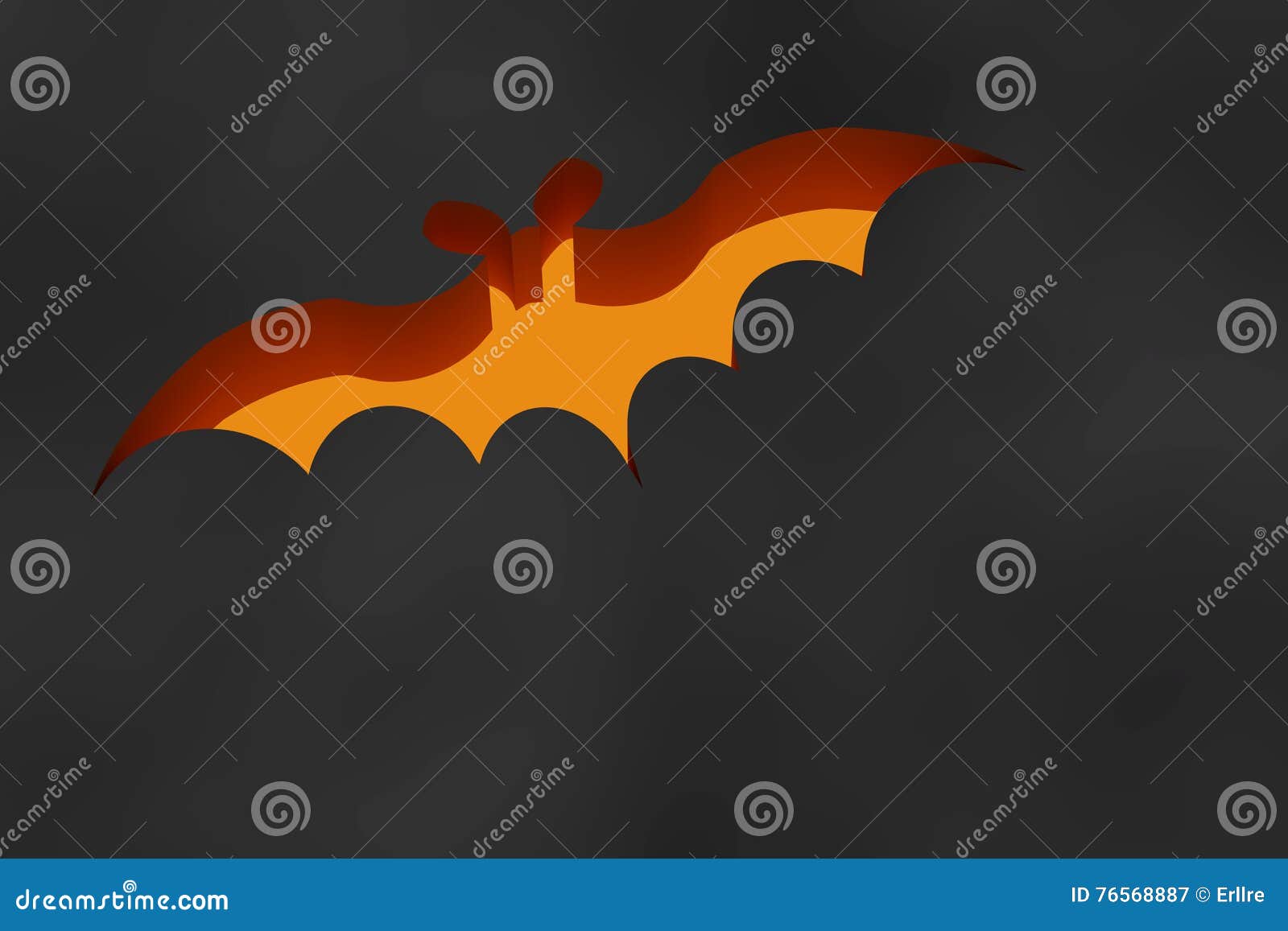 Orange Bat Flying on Black Background Stock Illustration - Illustration ...