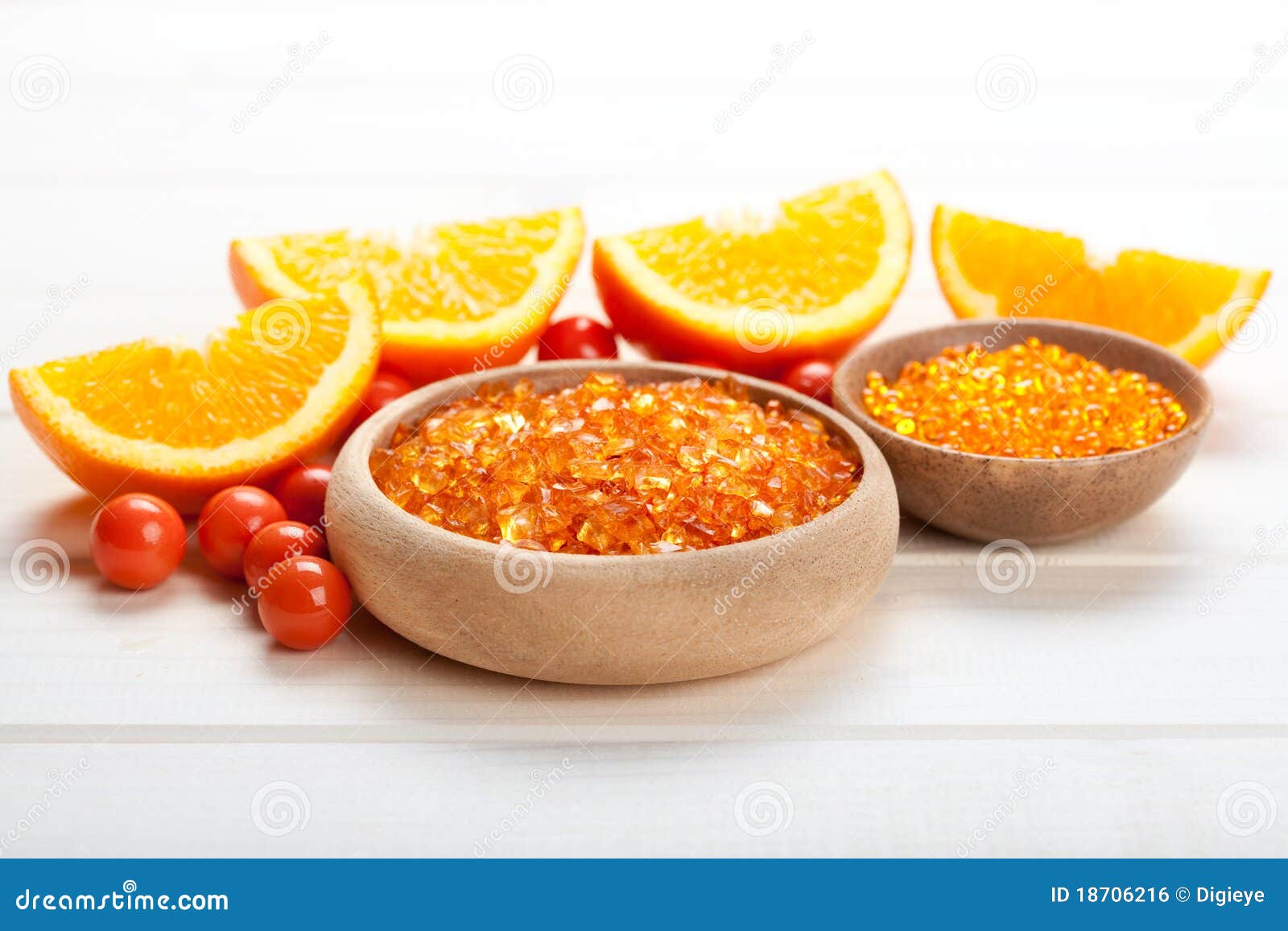 Orange Bath Salt and Fruits Stock Photo - Image of hygiene, organic ...