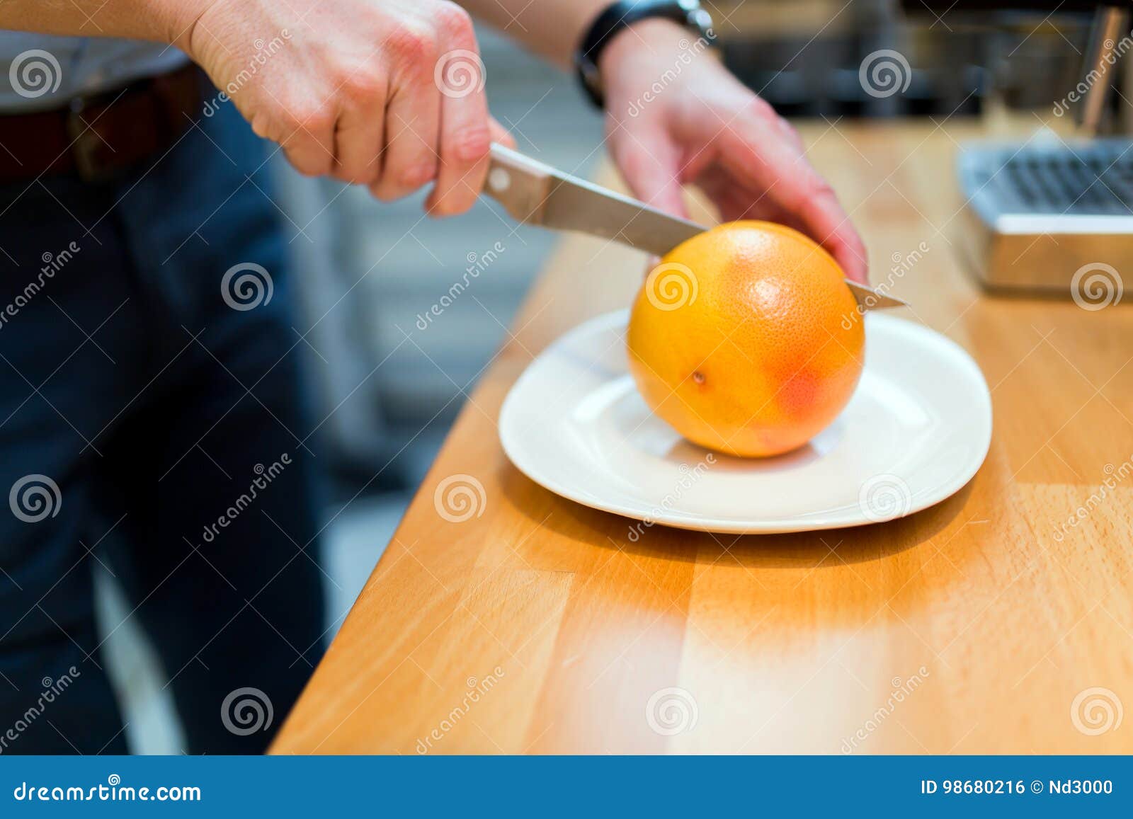Orange Being Cut and Pealed Stock Photo - Image of meal, chopped: 98680216