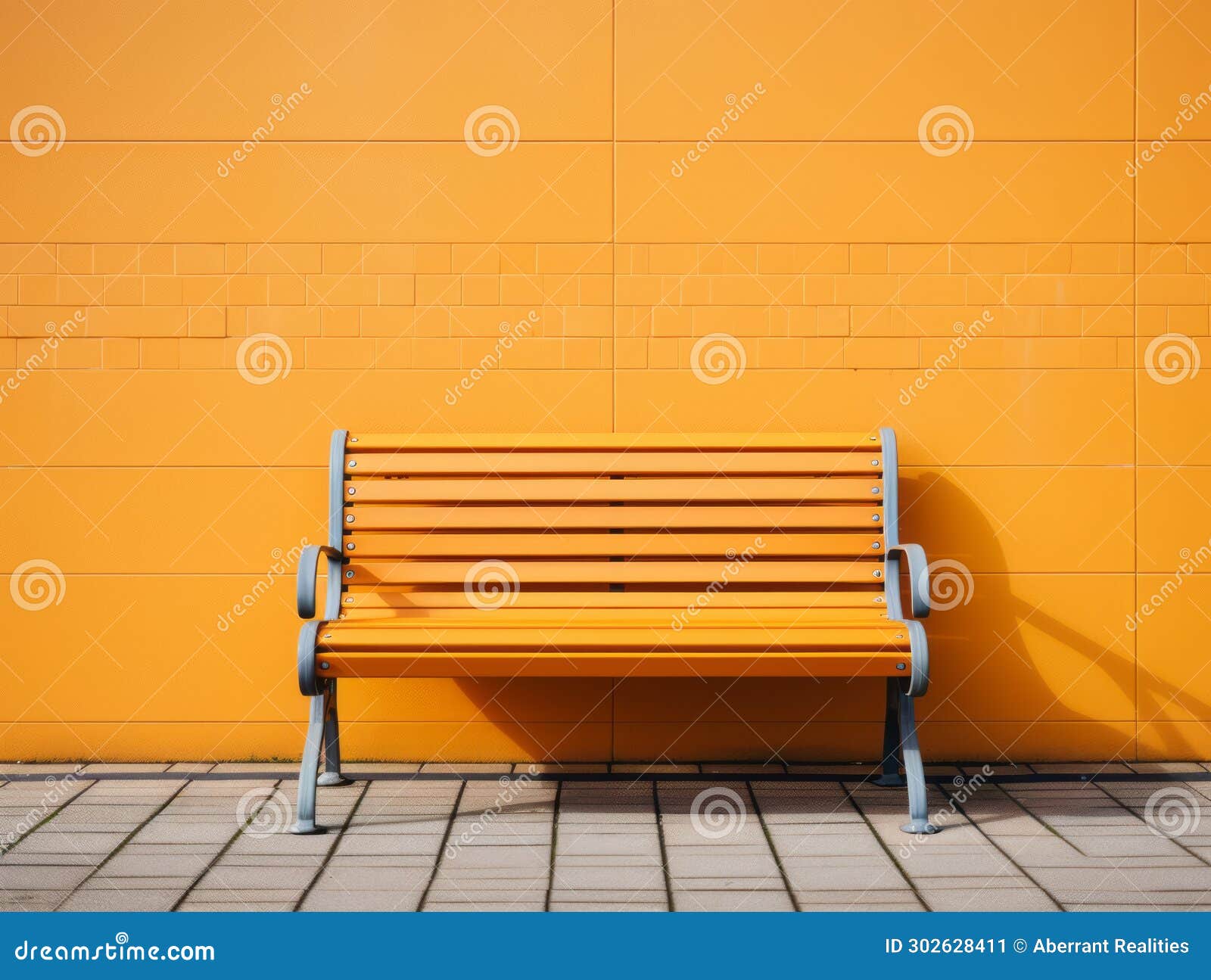 An Orange Bench Sitting in Front of a Wall Stock Illustration ...