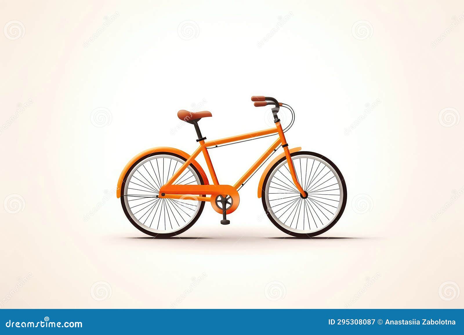 An Orange Bicycle is Shown Against a White Background Stock ...