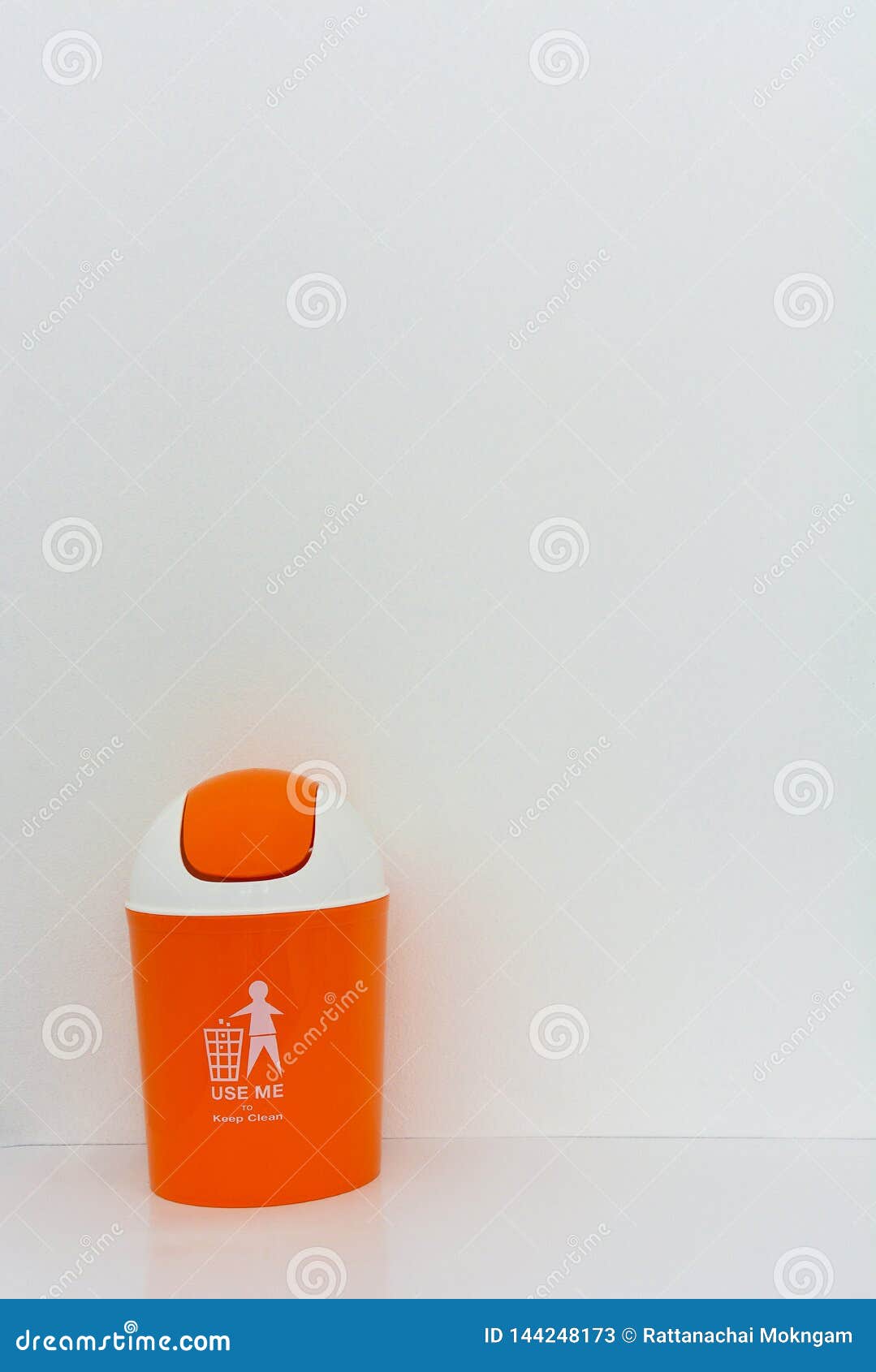 Orange Bin with Text on White Background Stock Image - Image of plastic ...