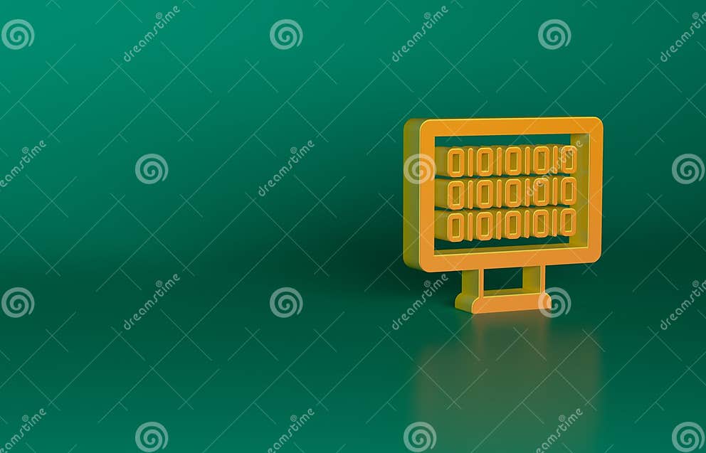 Orange Binary Code Icon Isolated on Green Background. Minimalism ...