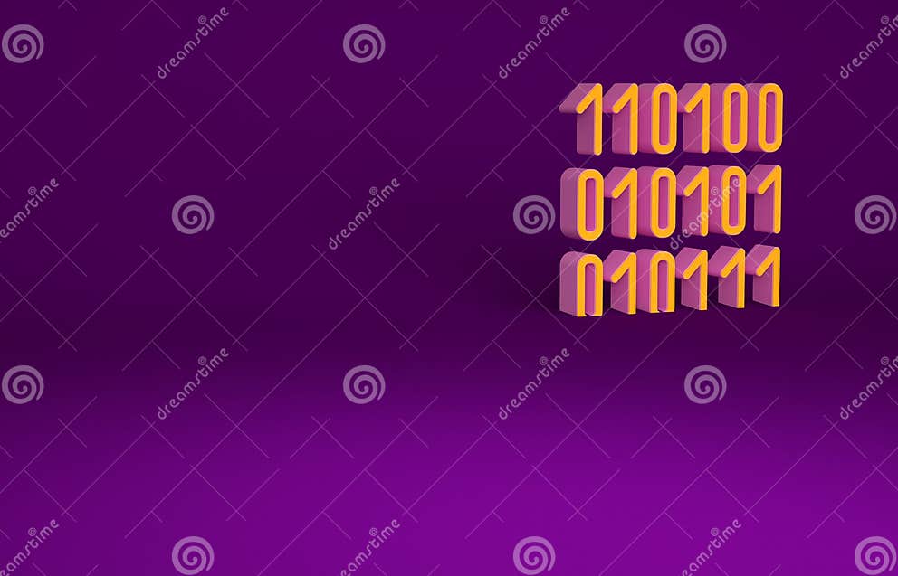 Orange Binary Code Icon Isolated on Purple Background. Minimalism ...