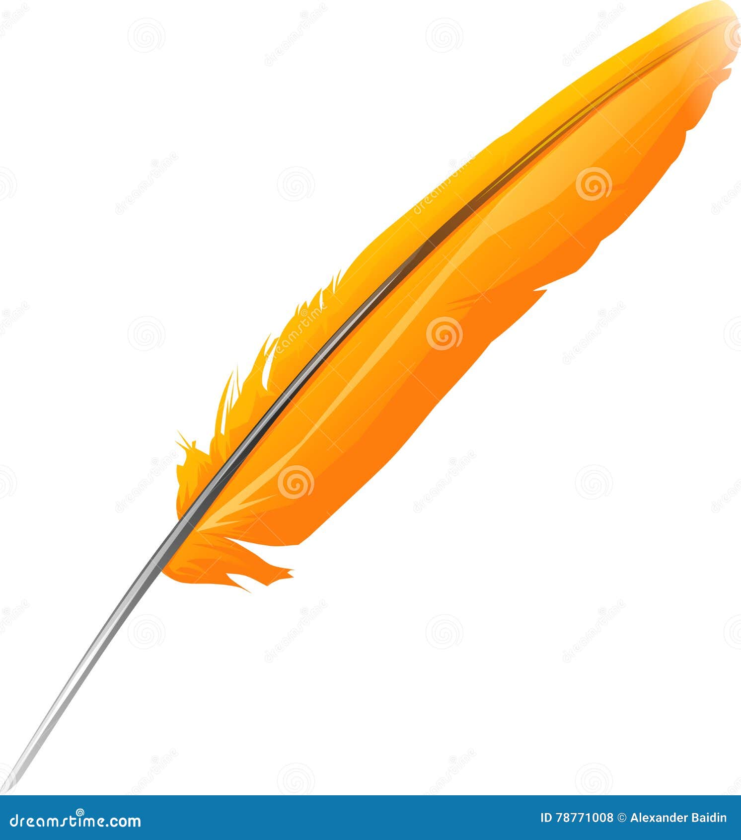 Orange Bird Feather, Realistic Icon Stock Illustration - Illustration ...