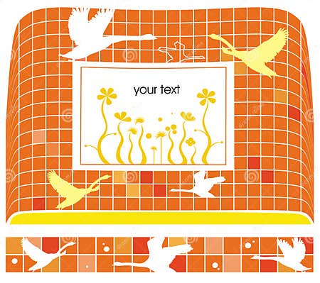 Orange birds background. stock vector. Illustration of beautiful - 3839286