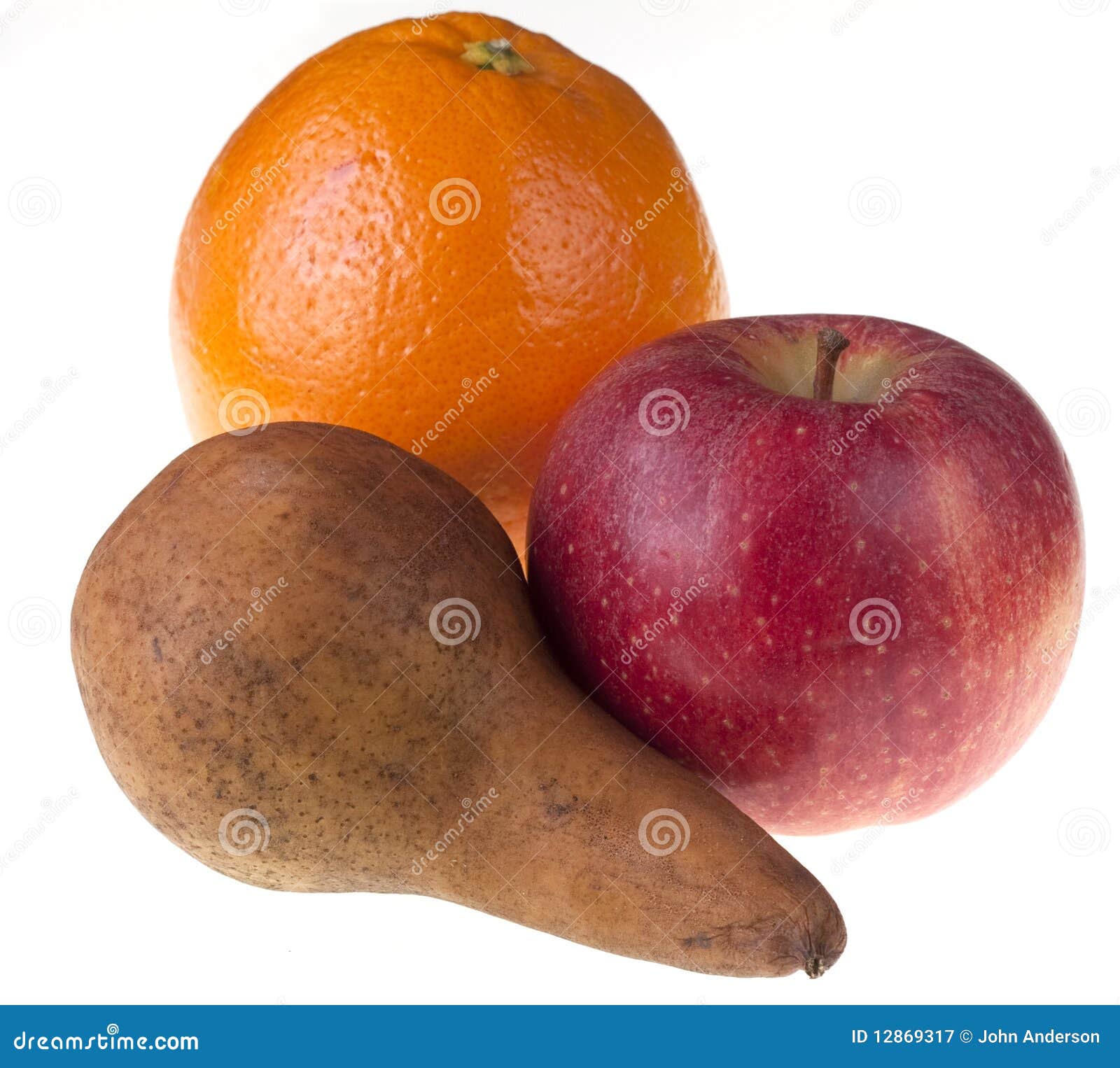 Orange, Birne und Apfel stockbild. Bild von hintergrund - 12869317
