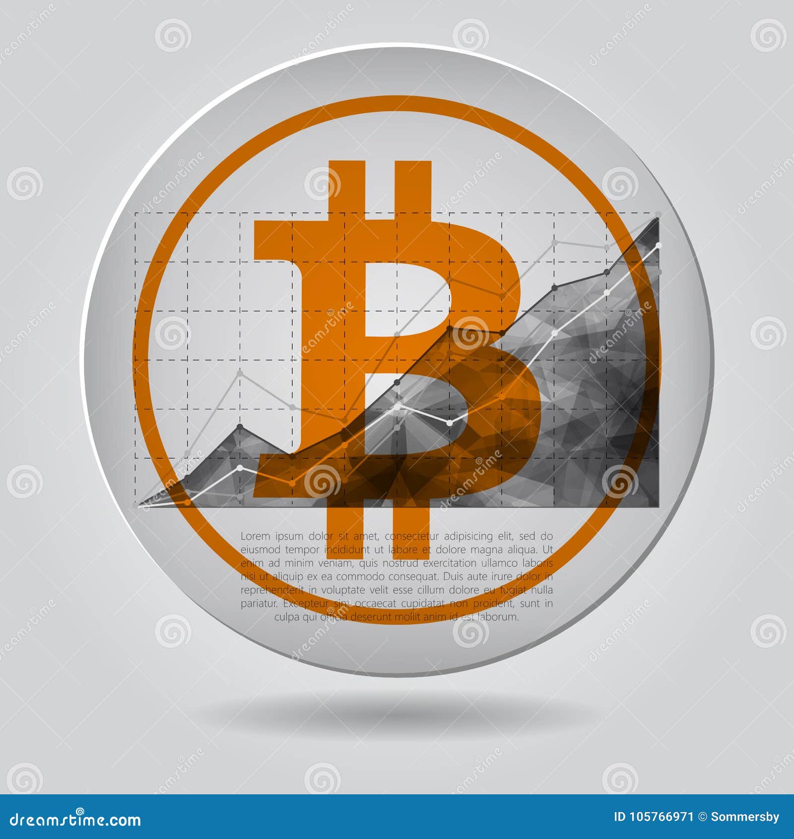 Orange Bitcoin Icon with Statistics Chart Showing Different Grow Stock ...