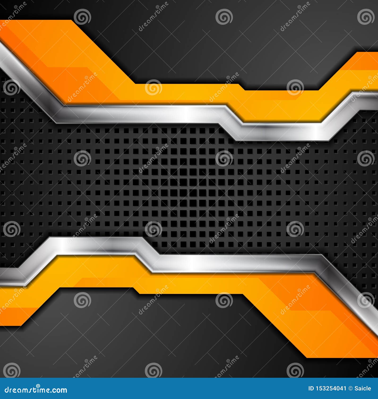Orange Black Abstract Metallic Technology Background Stock Vector ...