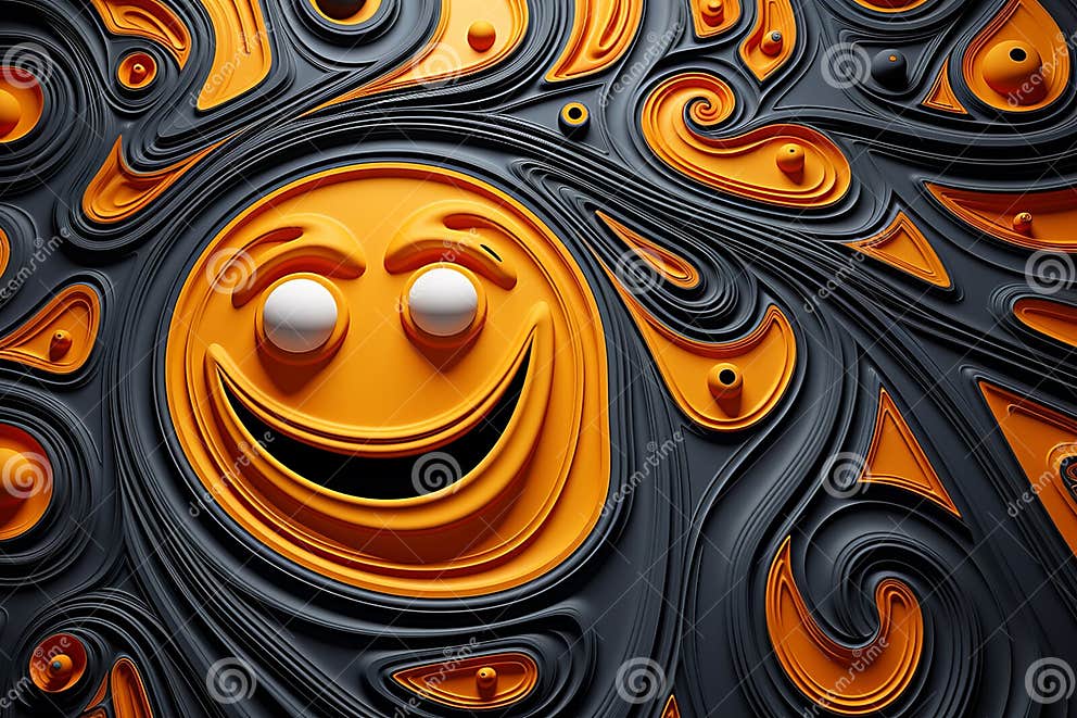 An Orange and Black Background with a Smiley Face on it Stock ...