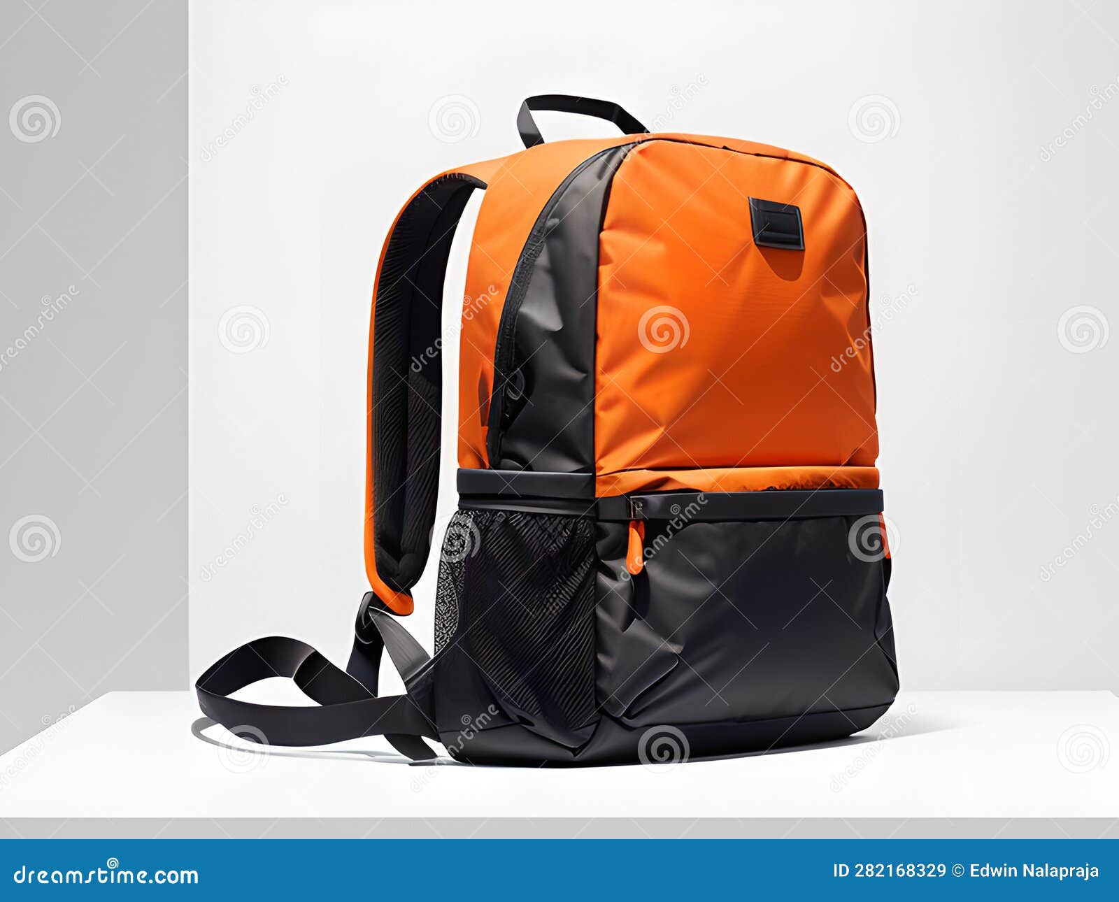 Orange Black Backpack, Bag, Back Pack Stock Illustration - Illustration ...